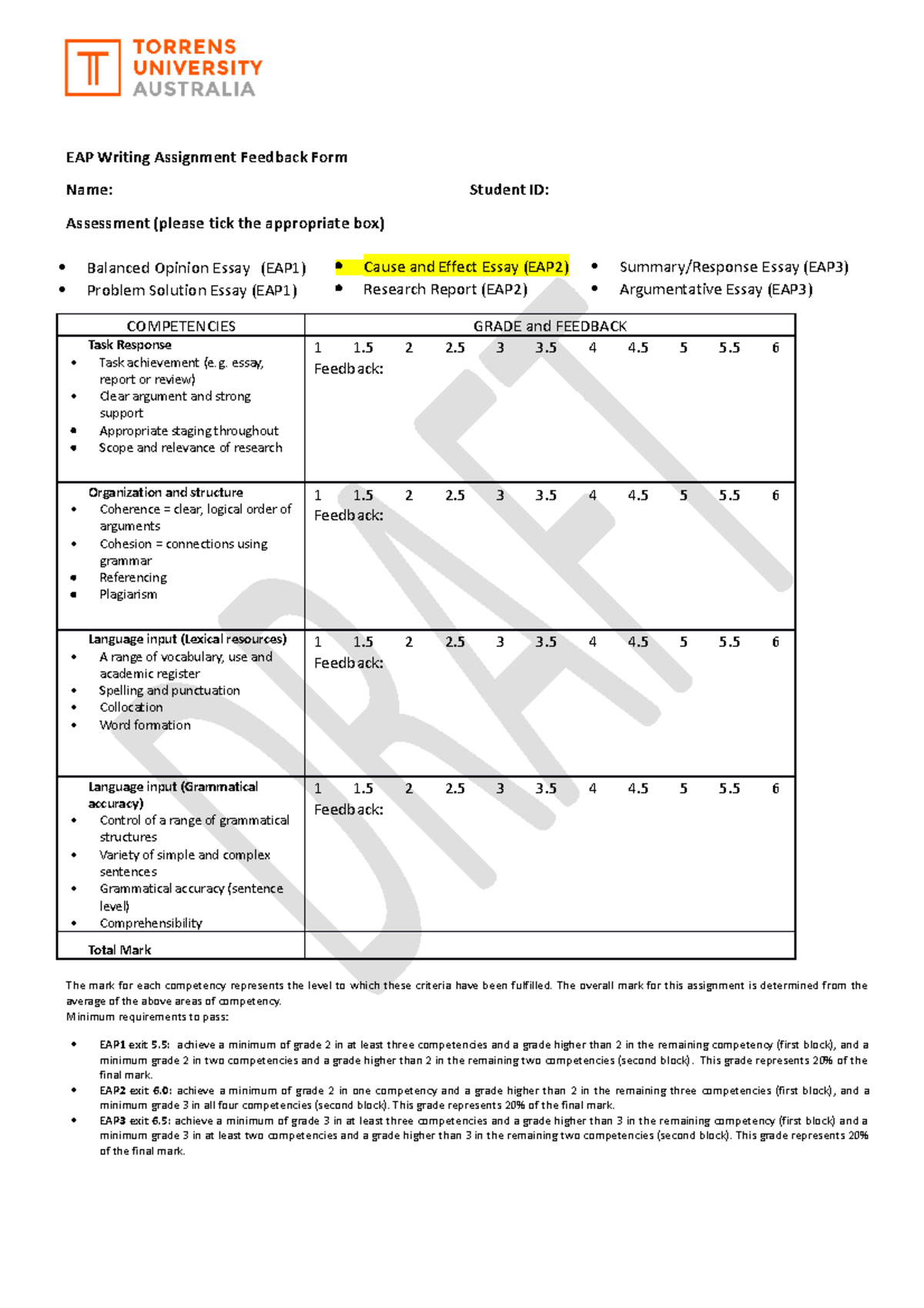 Format for Cause and Effect Essay updated 17 Oct 2019 - EAP Writing ...