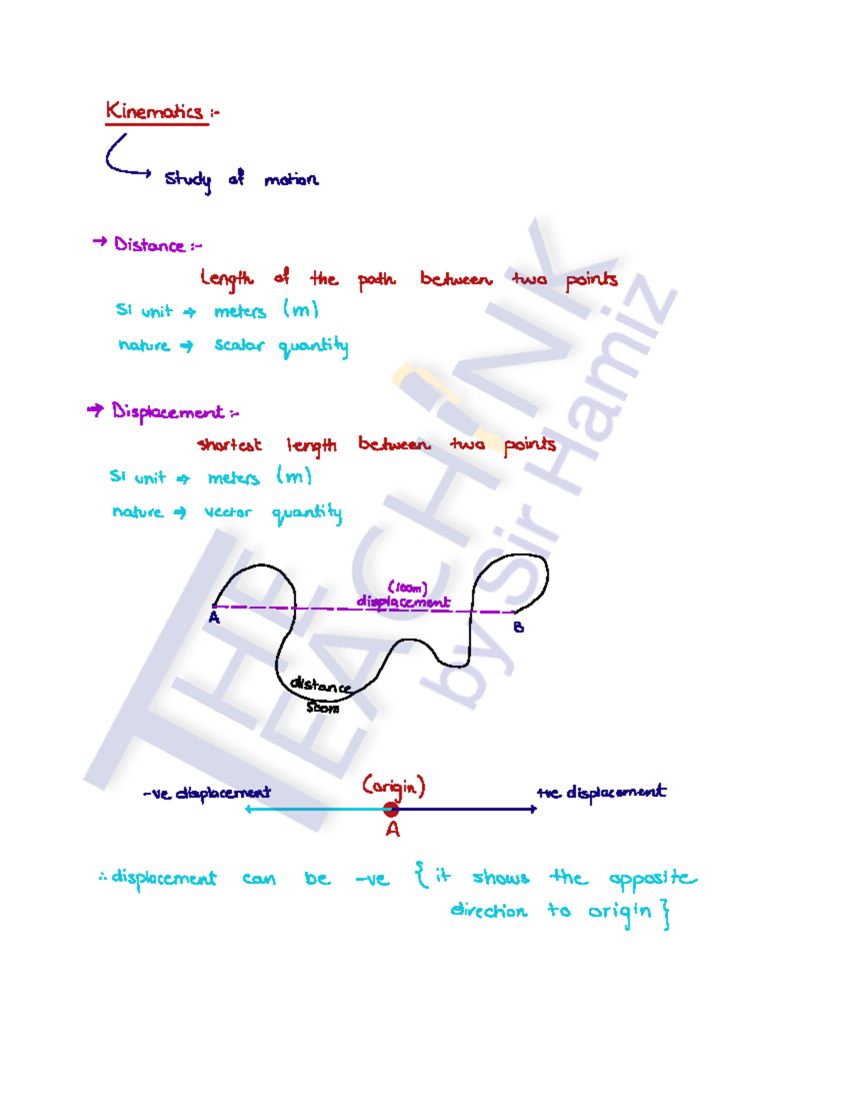 Kinematics - Chapter notes - Kinematics study of motion Distance length ...