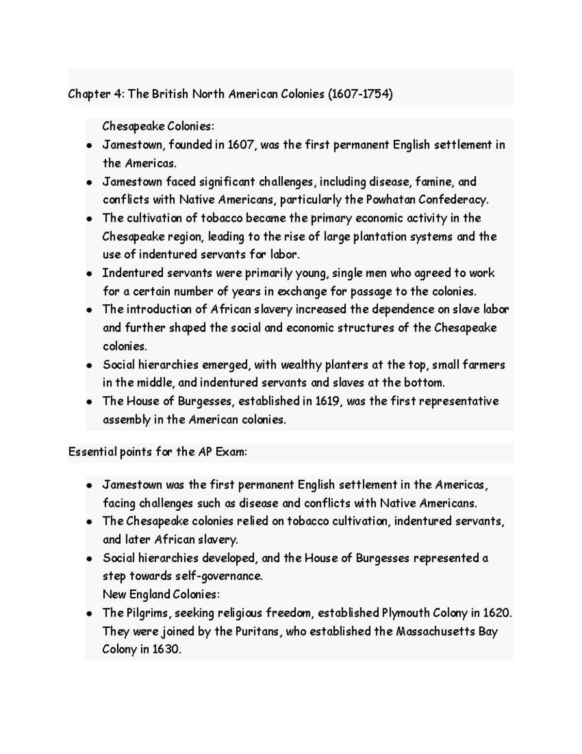 Apush Chapter 4 Notes - Chapter 4: The British North American Colonies ...