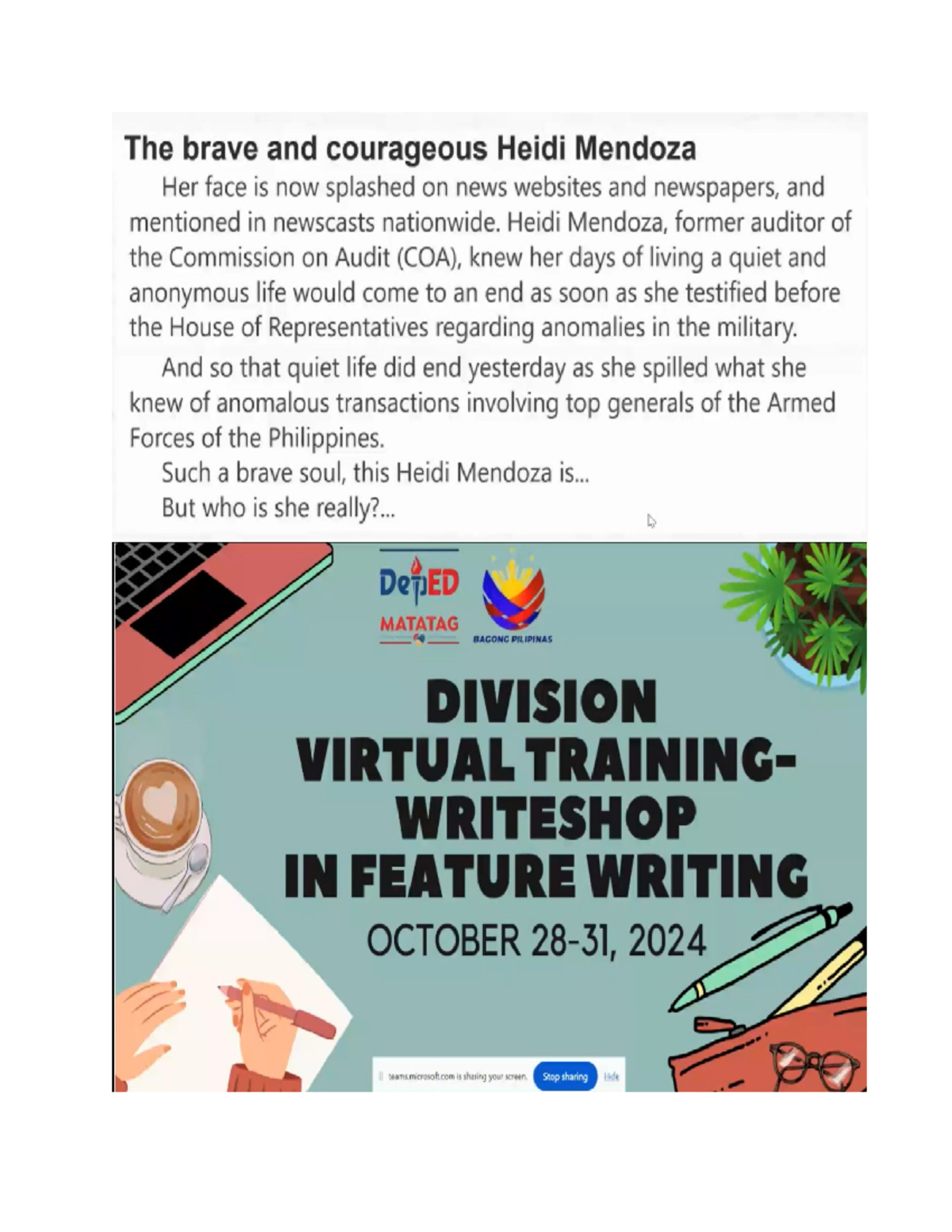 Doc1 - DOCS - The brave and courageous Heidi Mendoza Her face is now ...