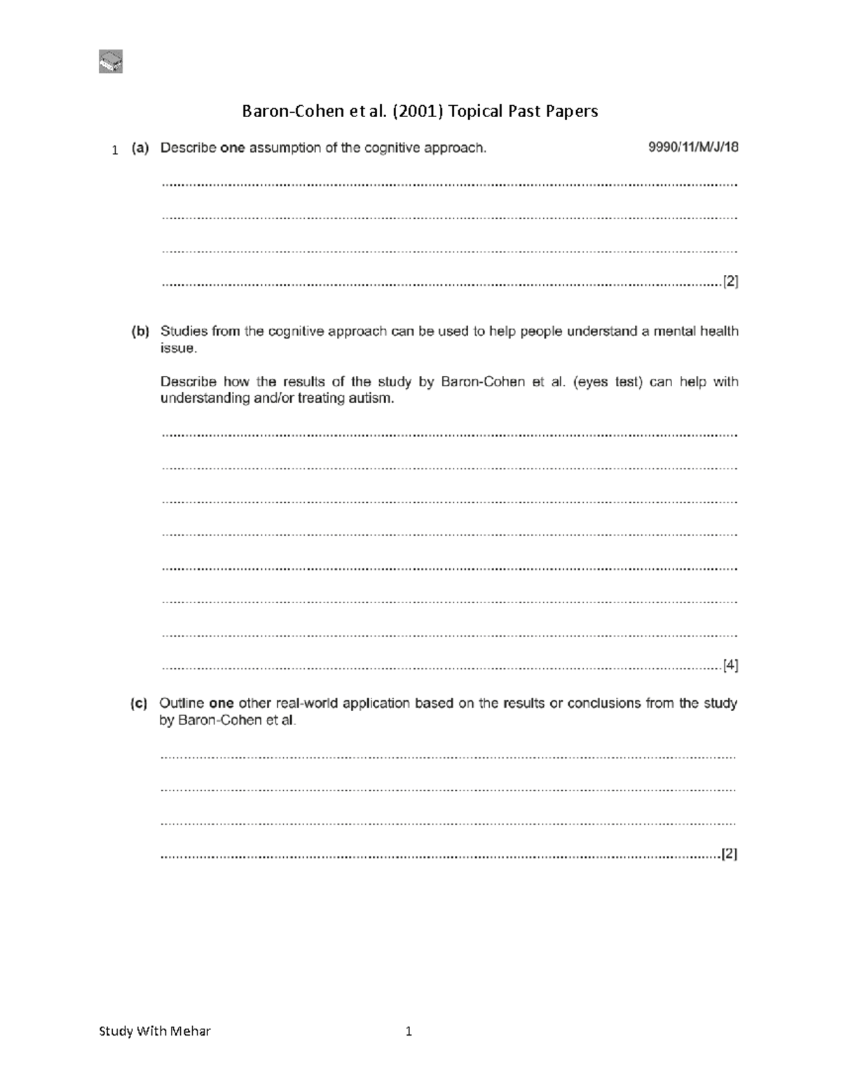 Baron Cohen et al. (2001 ) Topical Past Papers - math science - Baron ...