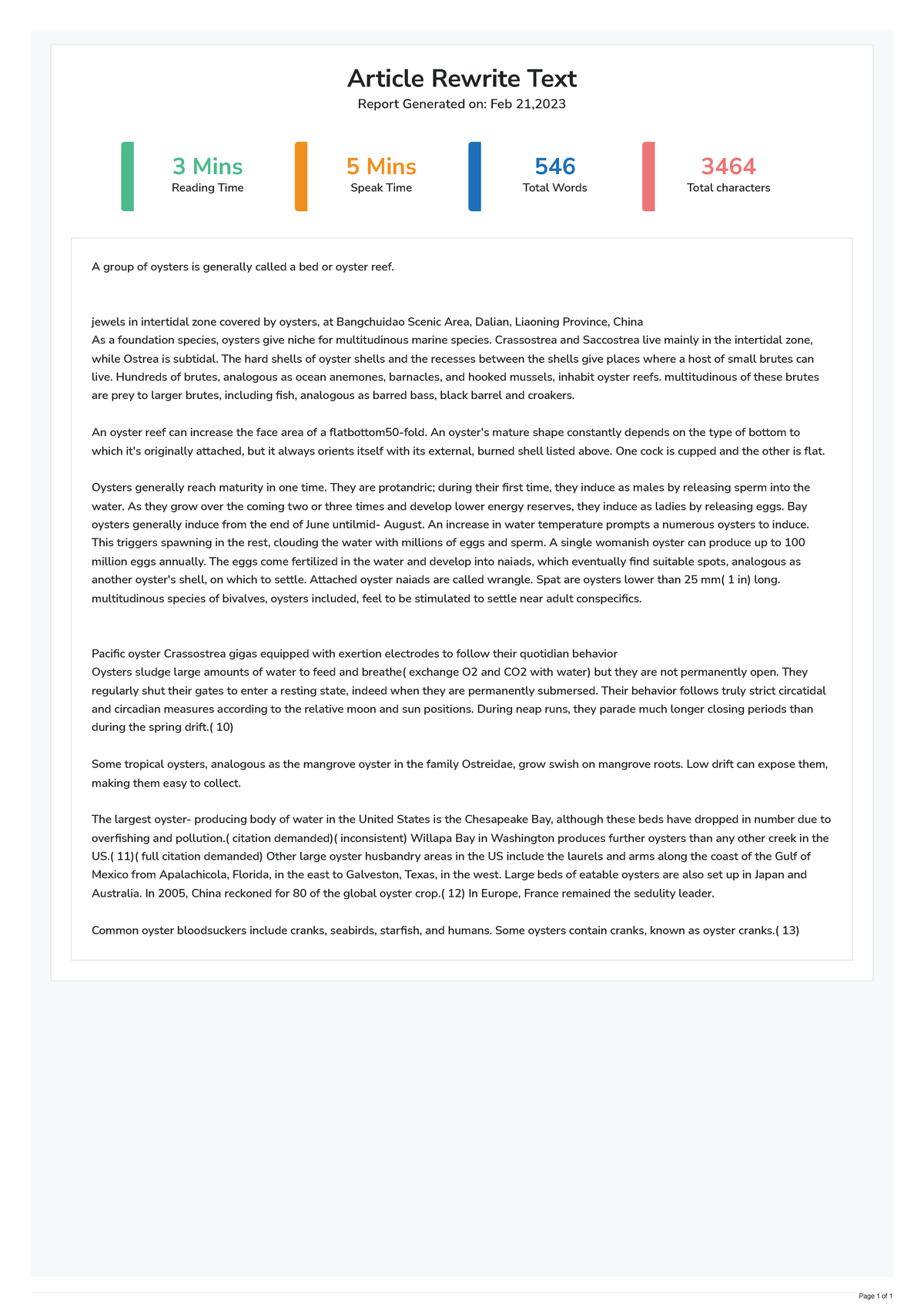 Ourte 2 - Something - Article Rewrite Text Report Generated on: Feb 21 ...