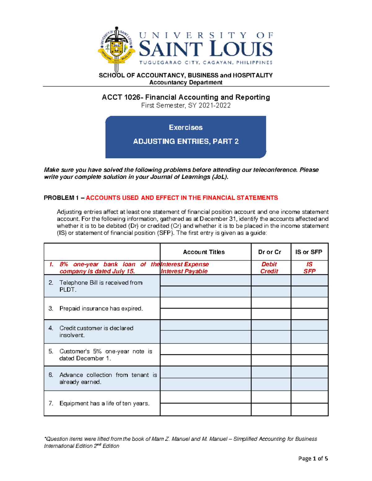 Copy of Lesson-5-Adjusting Entries Drill Part-2 - *Question items were ...
