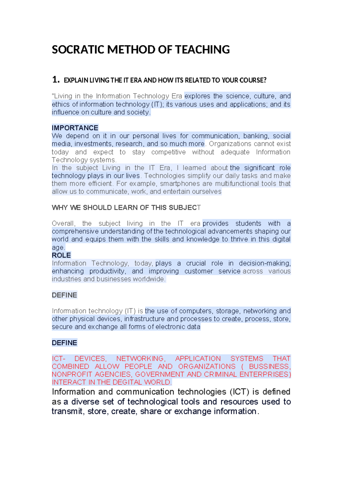 Socratic Method OF Teaching - SOCRATIC METHOD OF TEACHING 1. EXPLAIN ...