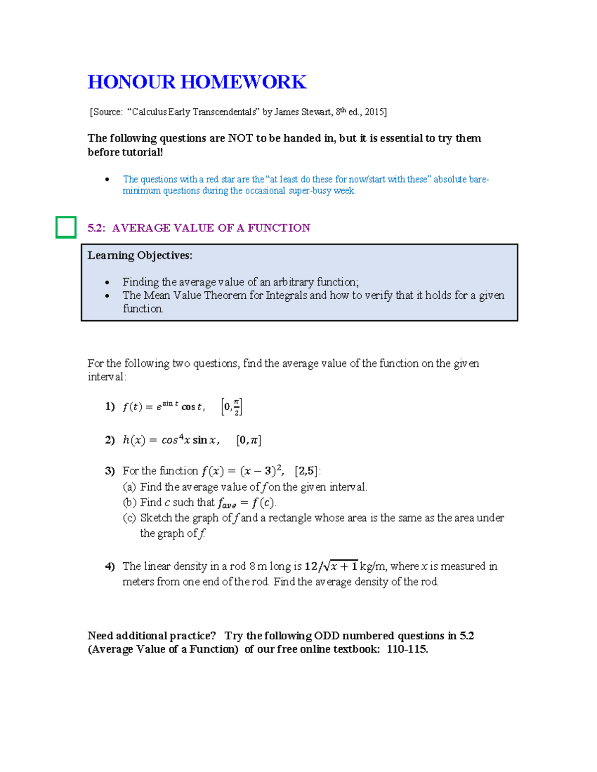 Hw f2020 mod12 - honor homework questions for week 12 - HONOUR HOMEWORK ...