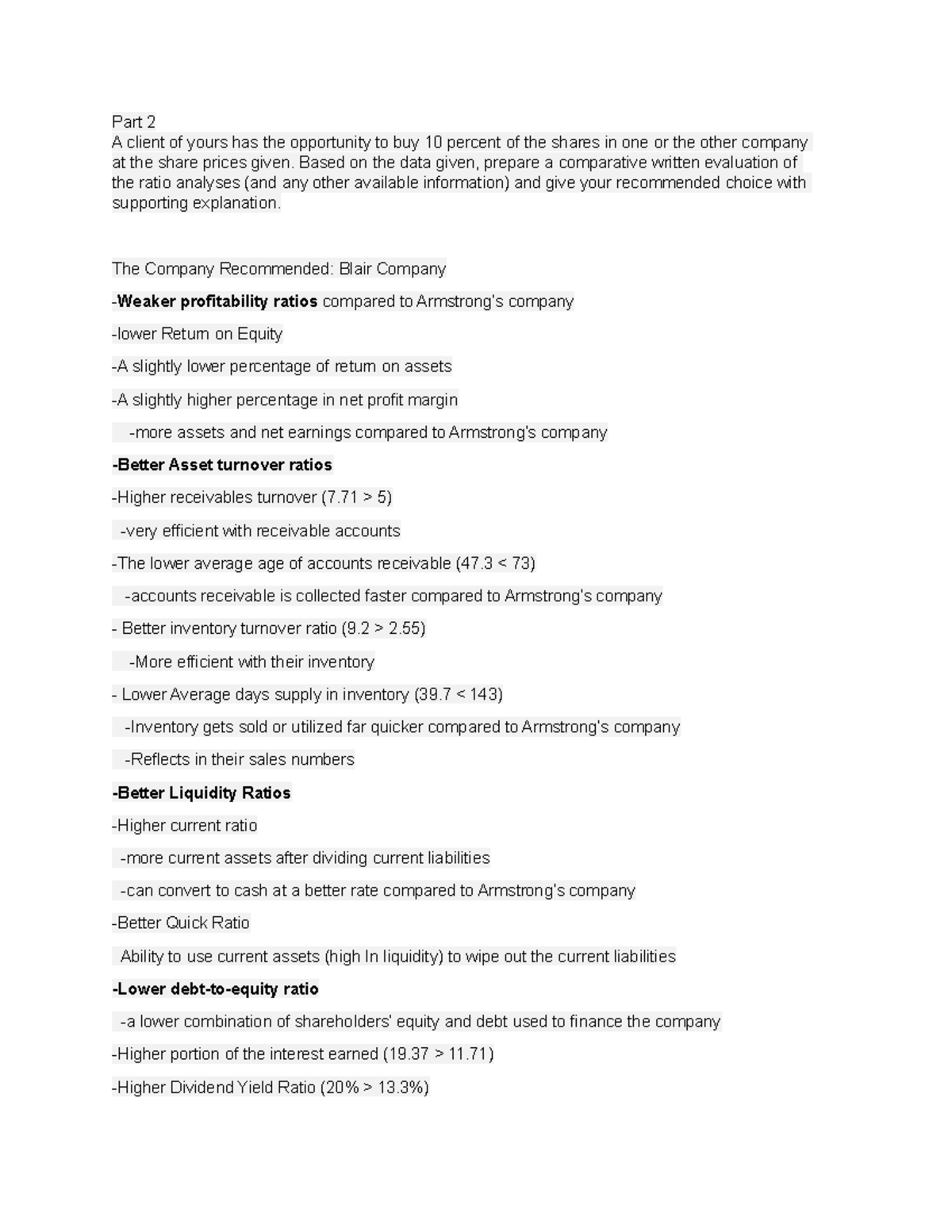 Part 2 Submission 8 - mfmfm - Part 2 A client of yours has the ...