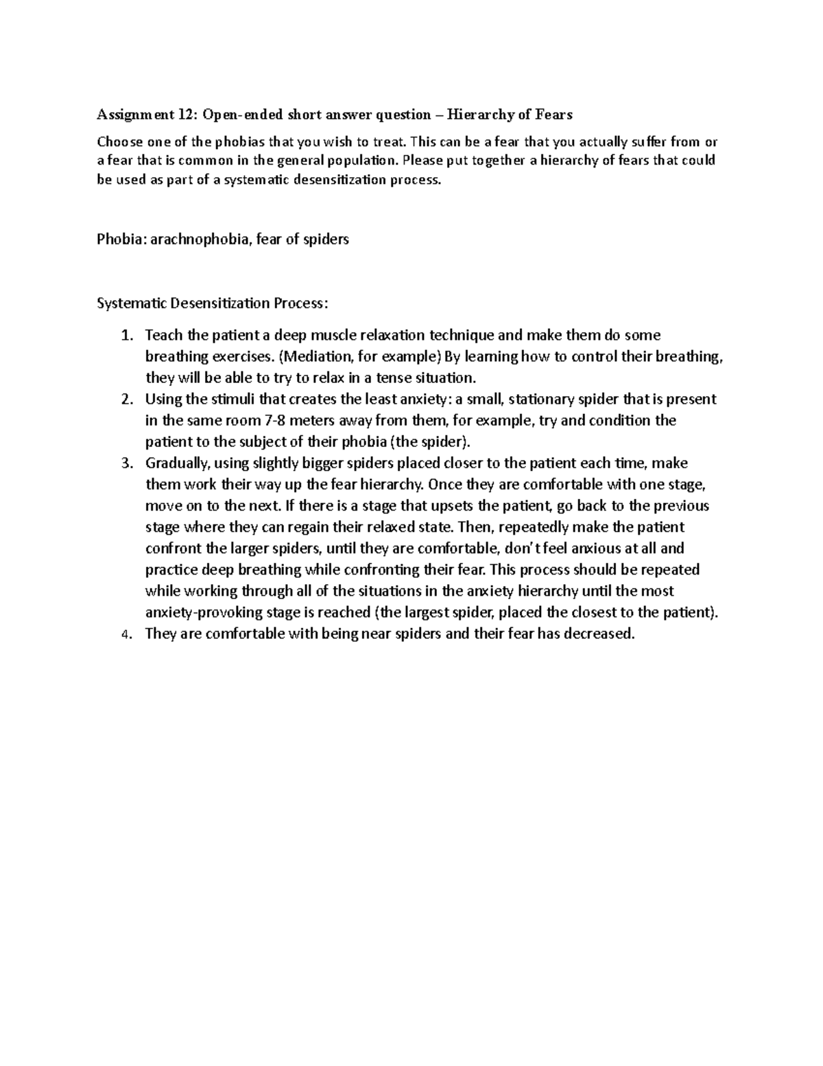 Assignment 12 - Homework - Assignment 12: Open-ended short answer question – Hierarchy of Fears ...
