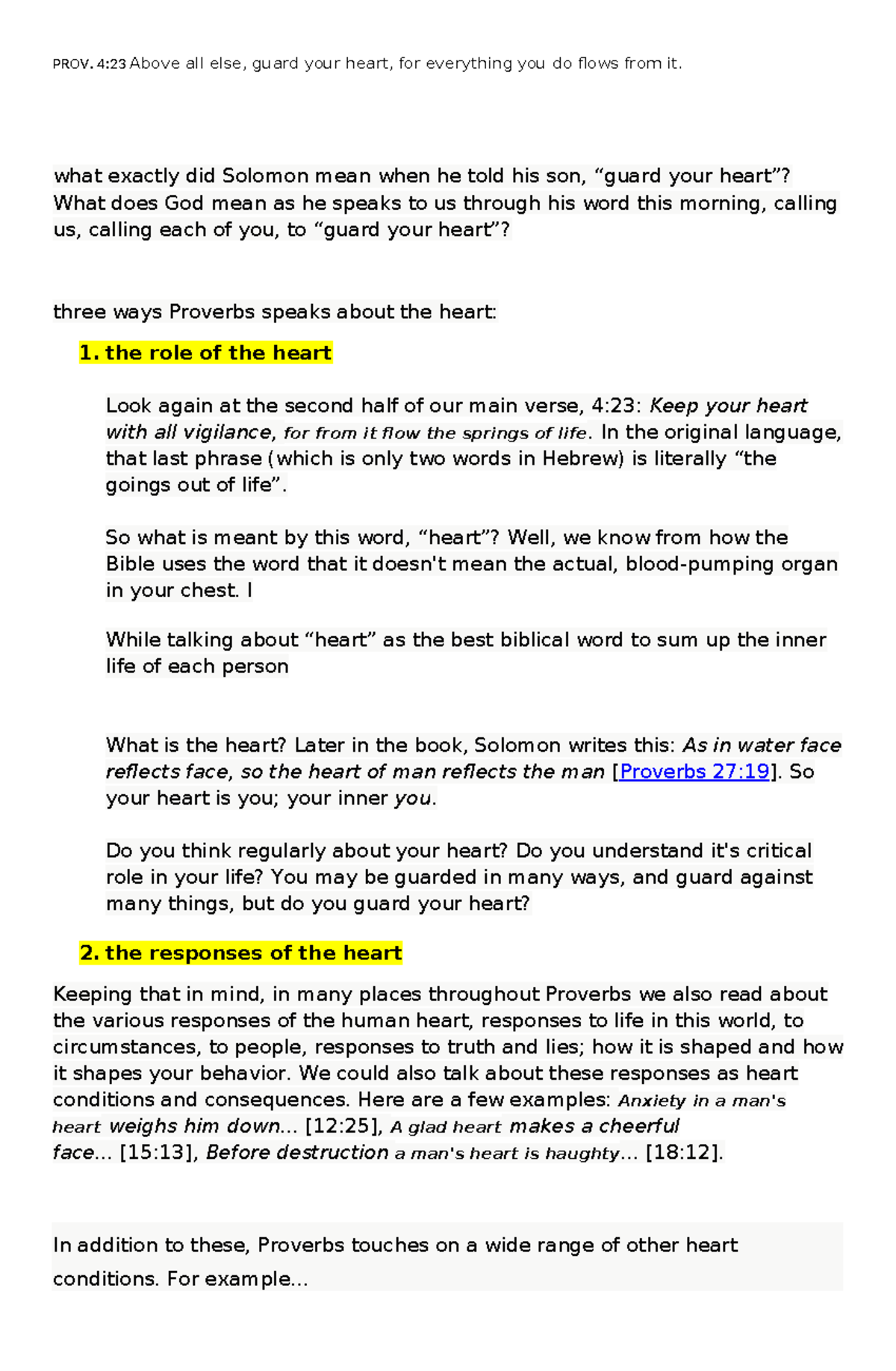 PROV 4 23 - PROV. 4:23 Above all else, guard your heart, for everything ...