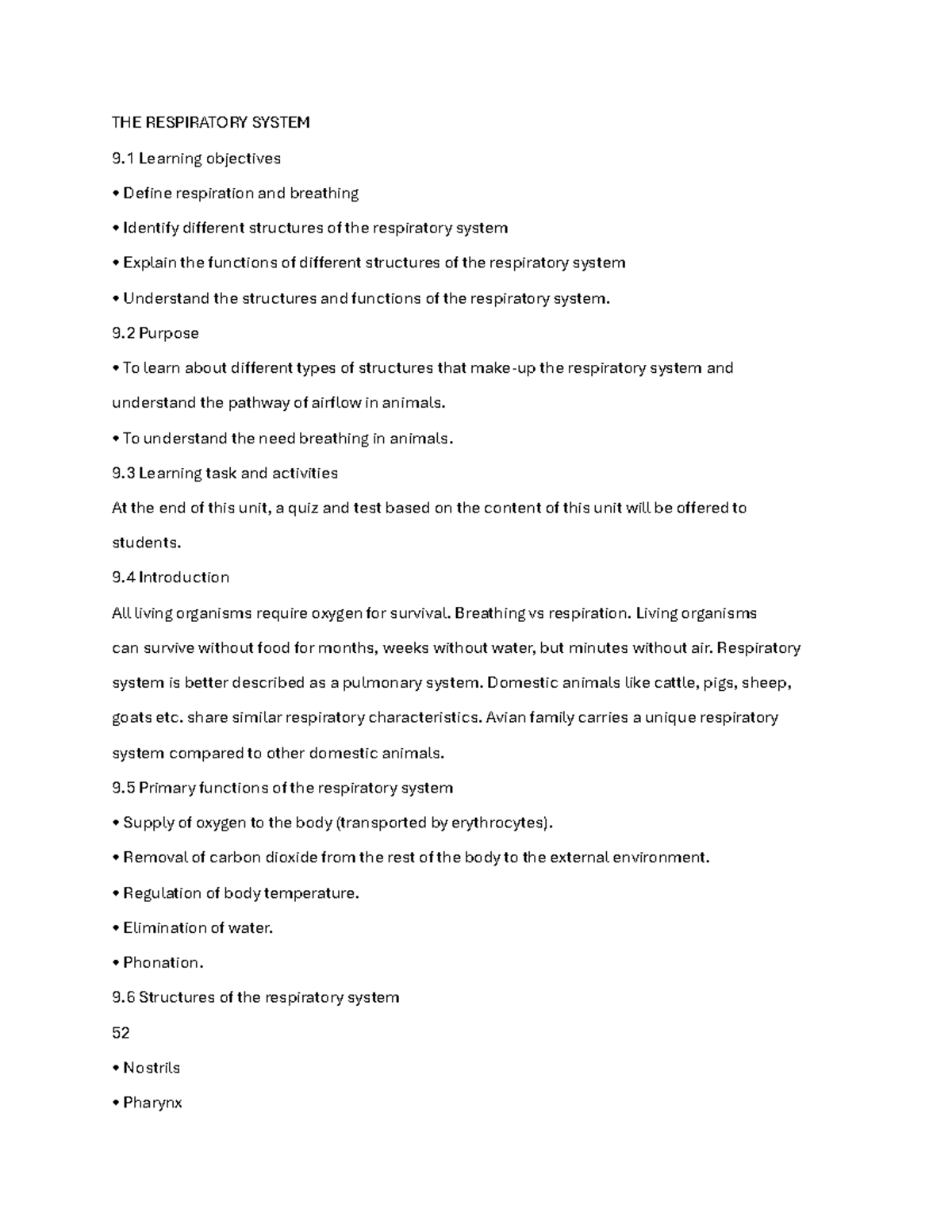 THE Respiratory System - THE RESPIRATORY SYSTEM 9 Learning objectives ...