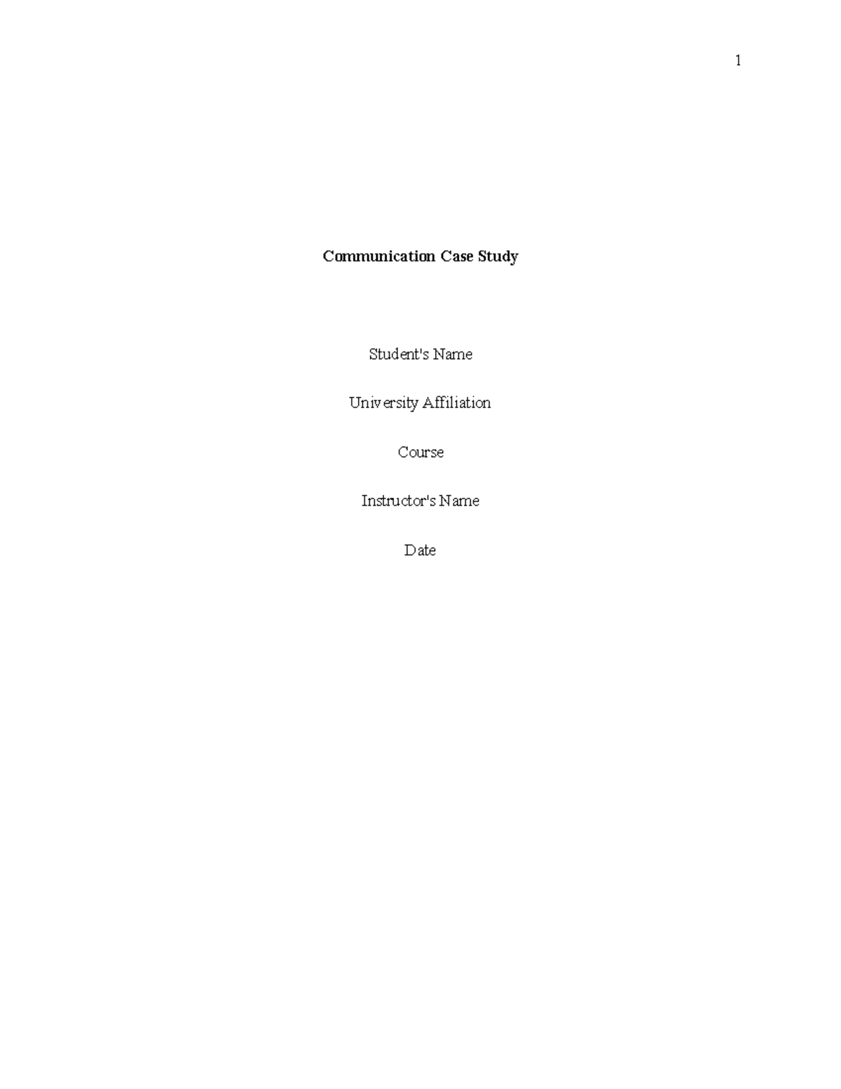 Communication Case Study - Communication Case Study Student's Name ...