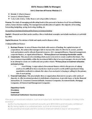 D076 Study Guide - D076 Study Guide In which way is accounting ...