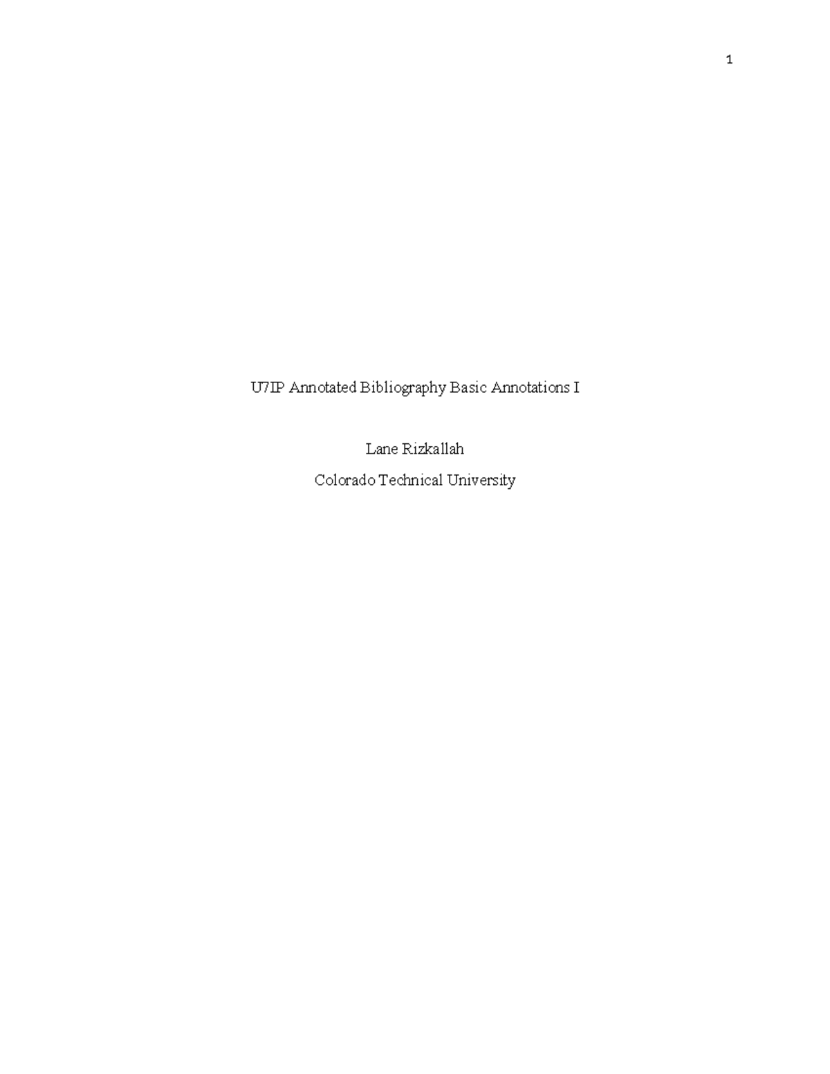 Rizkallah U7IP Annotated Bibliography Basic Annotations - U7IP ...