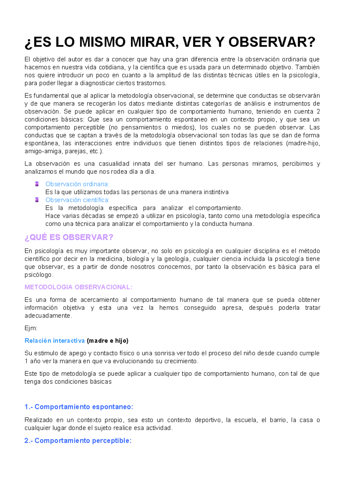 Resumen DEL Video - ¿ES LO MISMO MIRAR, VER Y OBSERVAR? El objetivo del ...