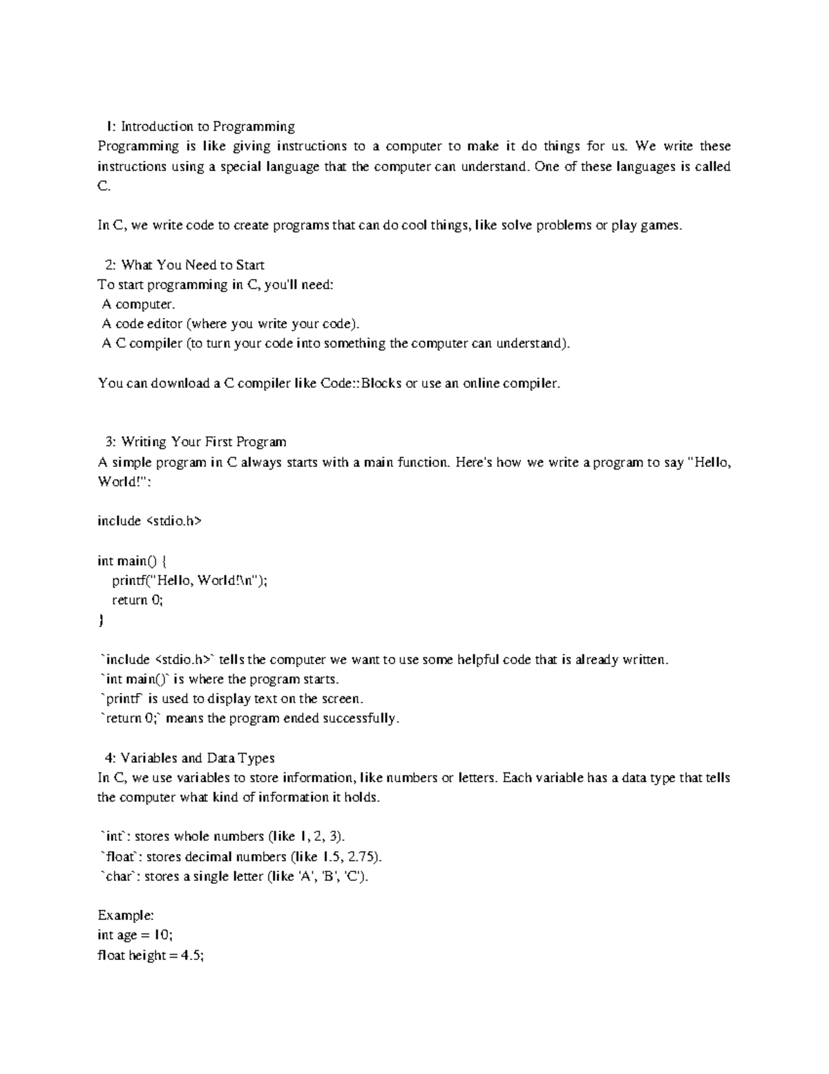 Basics Of C Programming 1 Introduction To Programming Programming Is