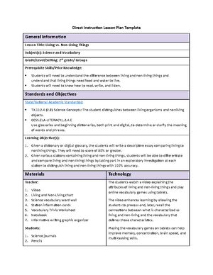 C109 Task One Lesson PLan - Direct Instruction Lesson Plan Template ...