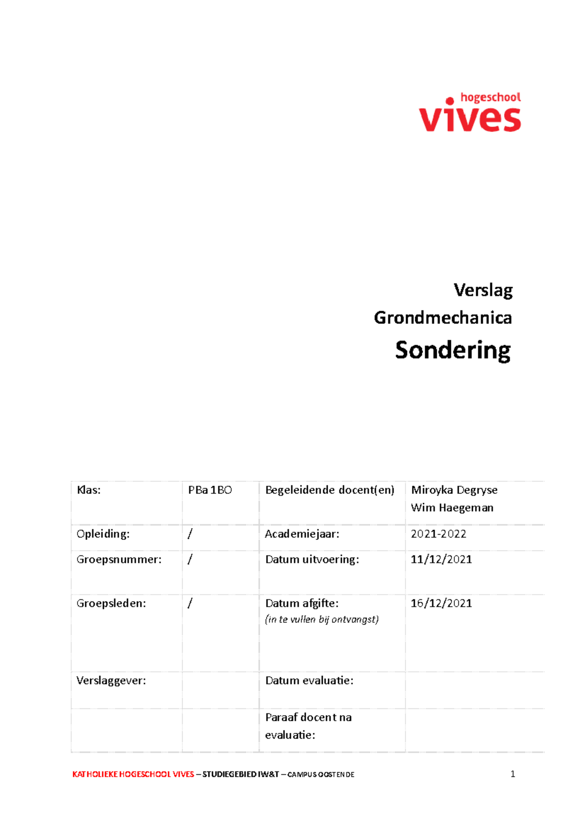 sondering: grondlagenprofiel bepalen - Verslag Grondmechanica Sondering ...