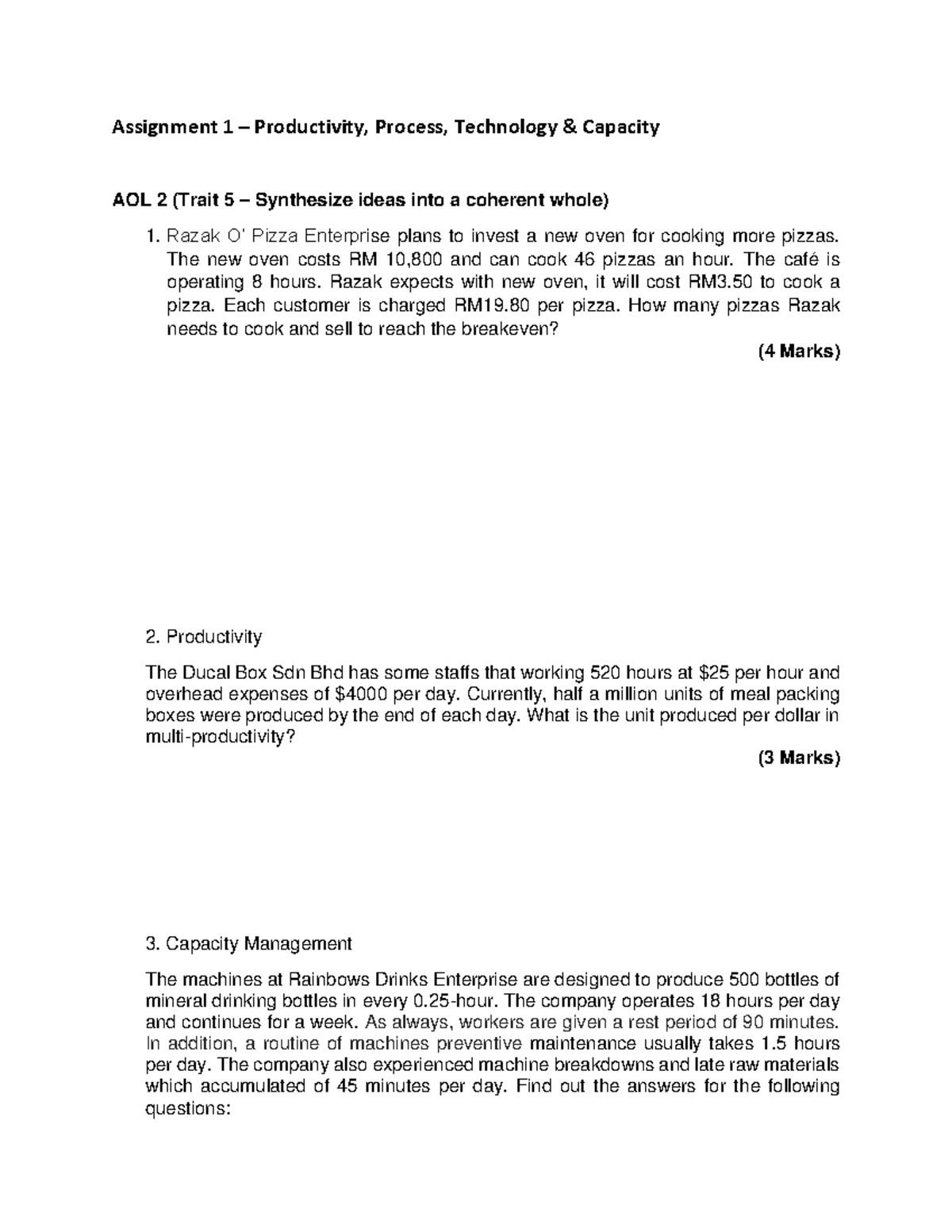 Assignment 1 - Productivity process - Assignment 1 – Productivity ...