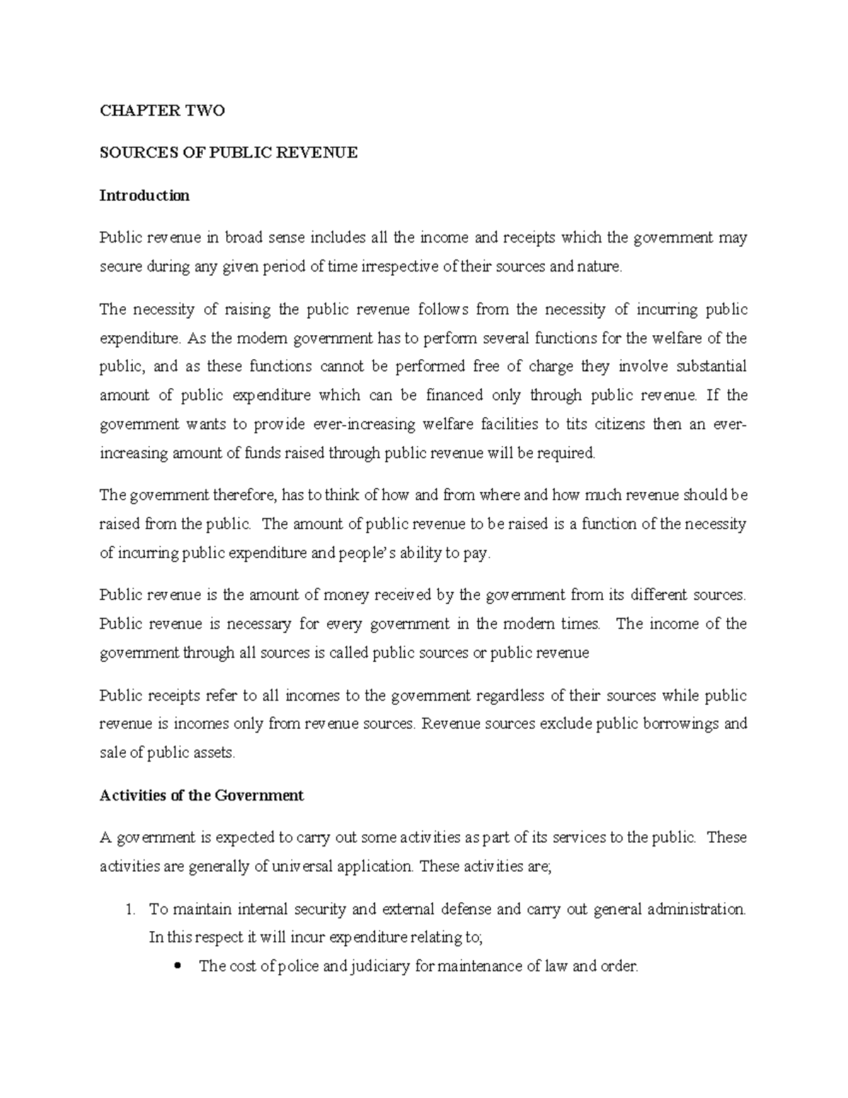 Chapter TWO Sources OF Public Revenue - CHAPTER TWO SOURCES OF PUBLIC ...