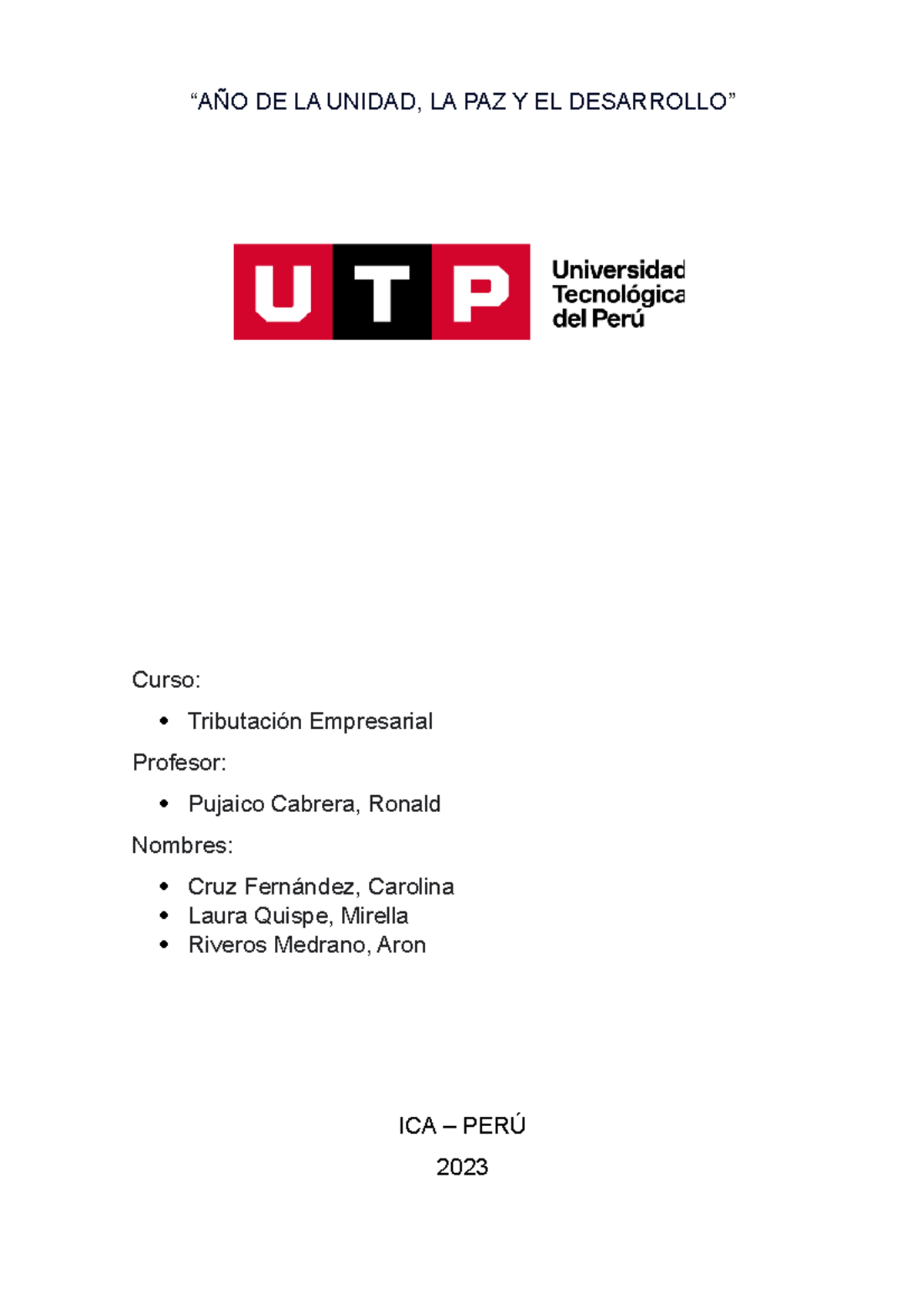 S8 Grupal - APLICACION DE ITAN EN UNA EMPRESA - “AÑO DE LA UNIDAD, LA ...