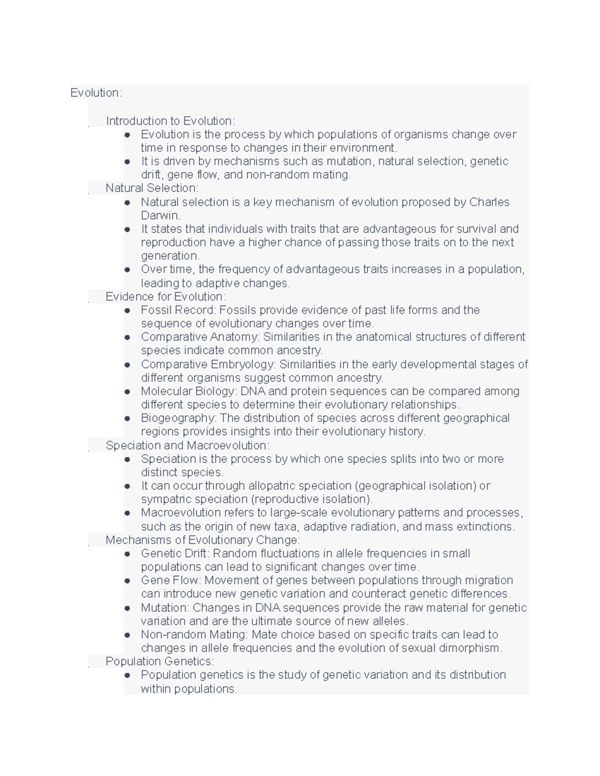 AP Biology - AP Bio notes. - Evolution: Introduction to Evolution ...
