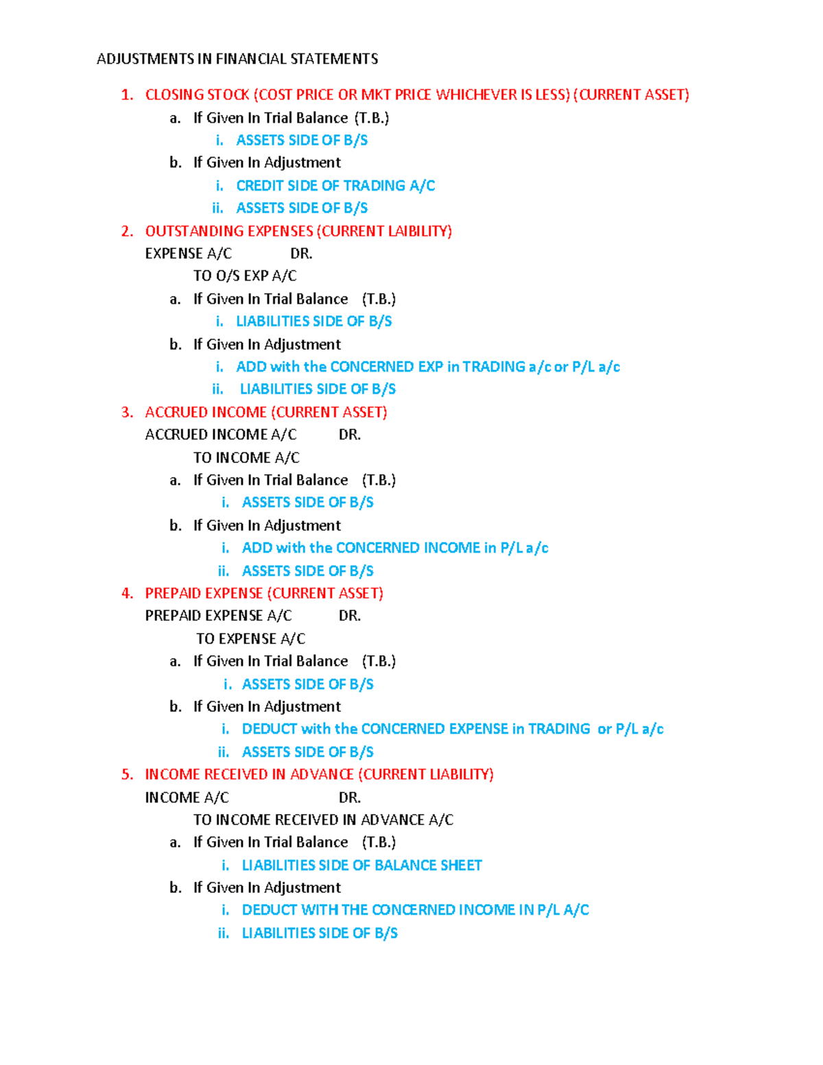 Final Accounts Adjustments - ADJUSTMENTS IN FINANCIAL STATEMENTS 1 ...