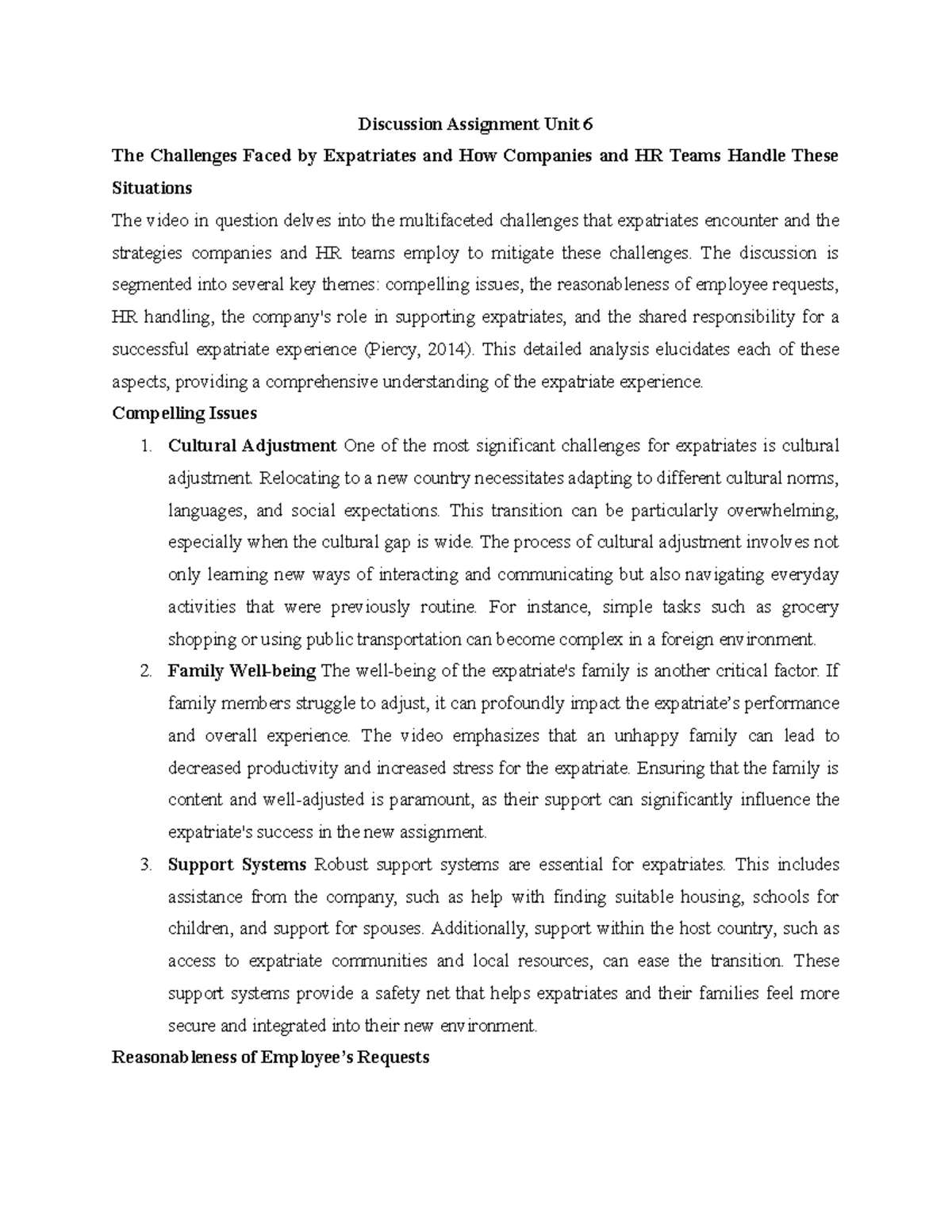 Discussion Assignment Unit 6 The Discussion Is Segmented Into Several Key Themes Compelling