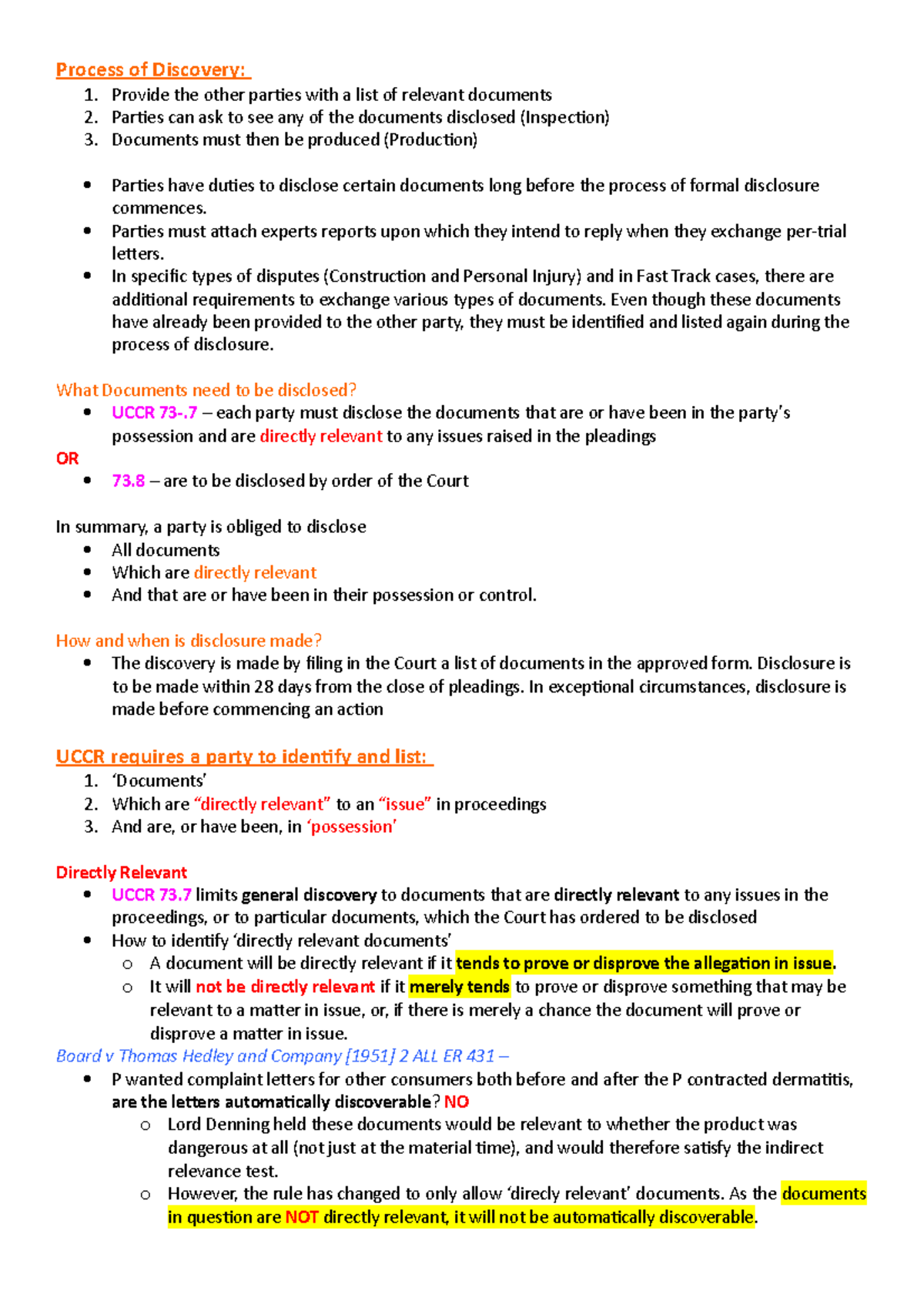 Process of Discovery Notes - Process of Discovery: Provide the other ...