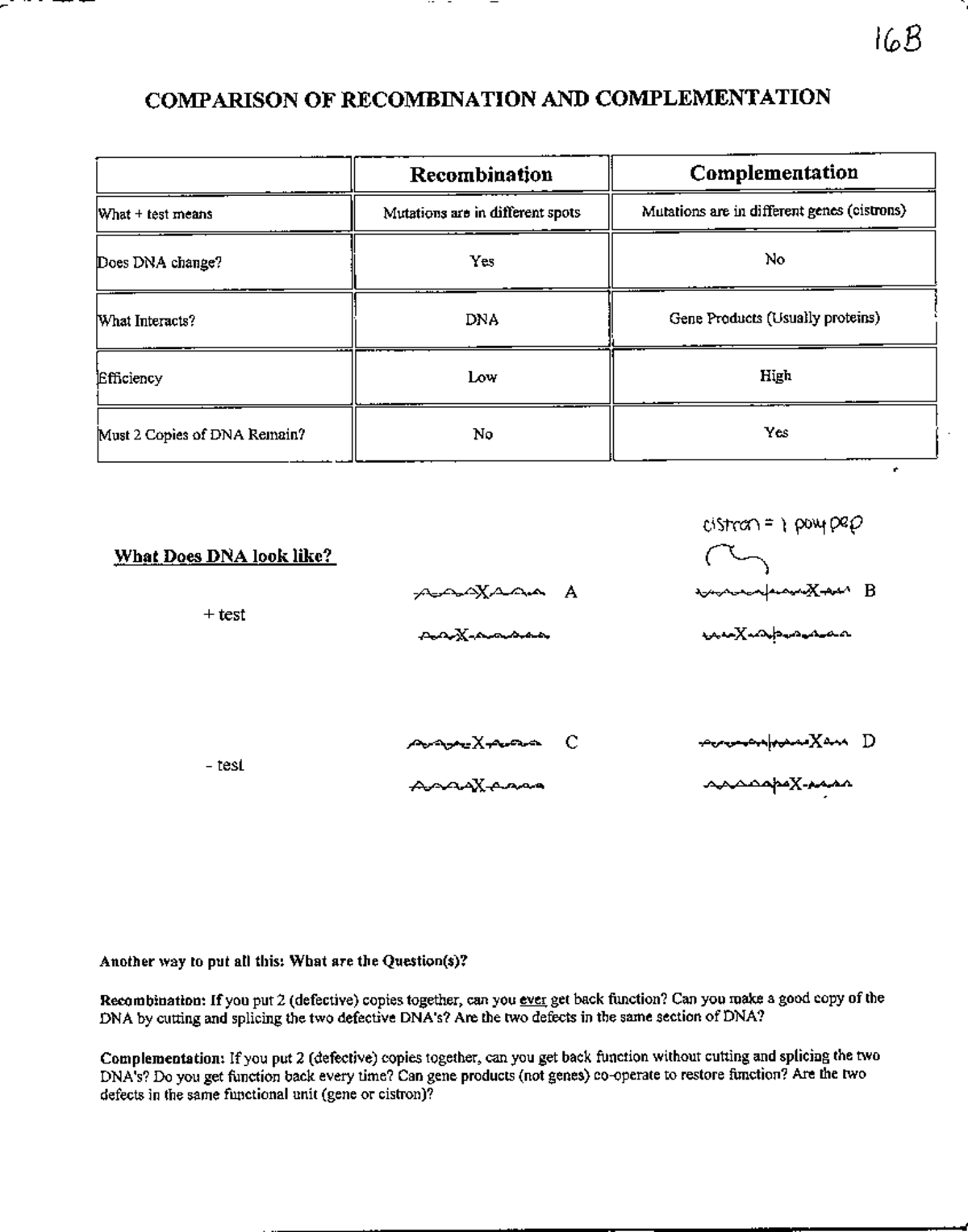 Handout 7 - Lecture notes 7 - 16B COMPARISON OF RECOMBINATION AND ...