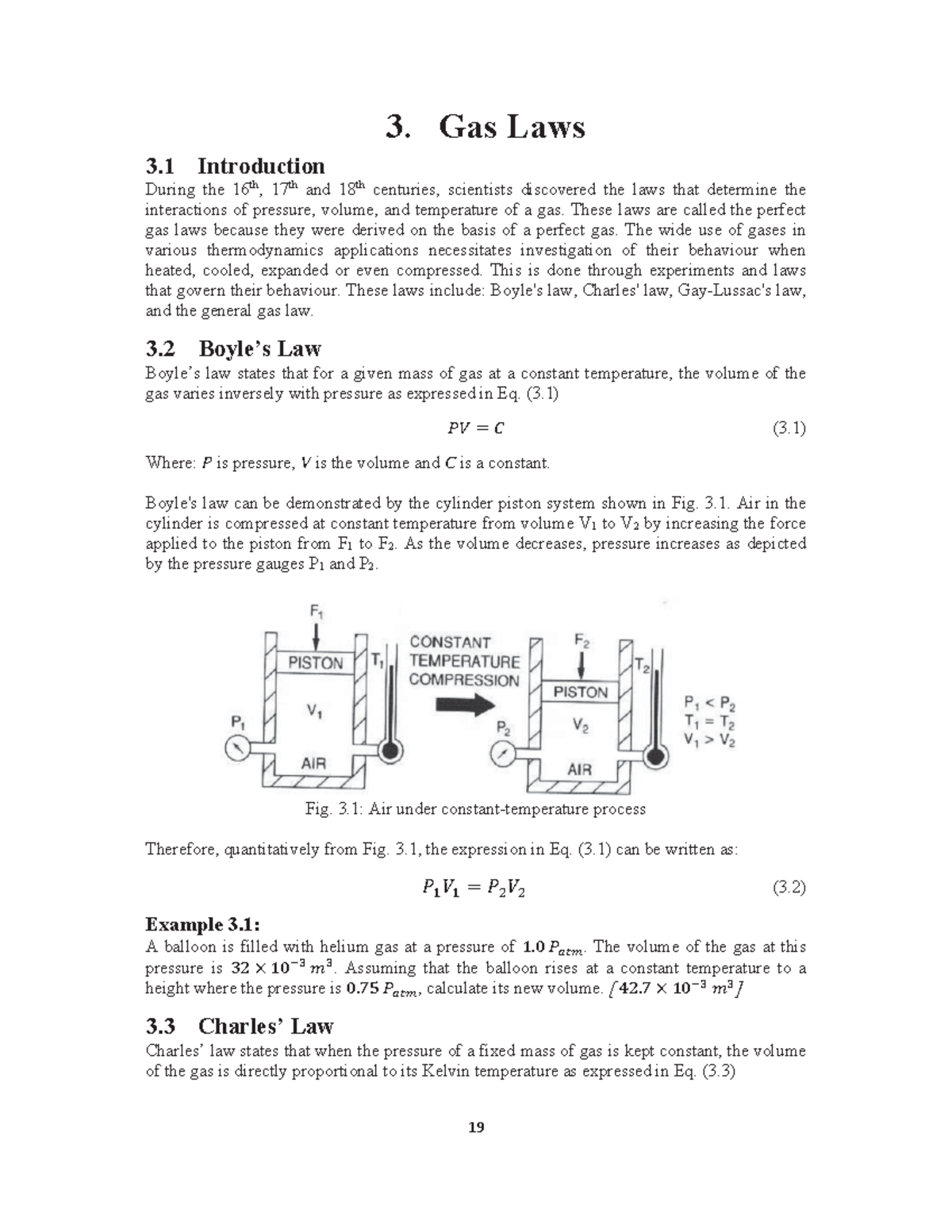 EMG 2206 - Chapter 3 - Thermodynamics notes - 19 3. Gas Laws 3 ...