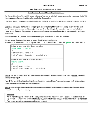 Lab 5 - Handout - Comp248 Lab Question - Warning: TT: undefined function: 32 Lab Exercise 5 COMP ...