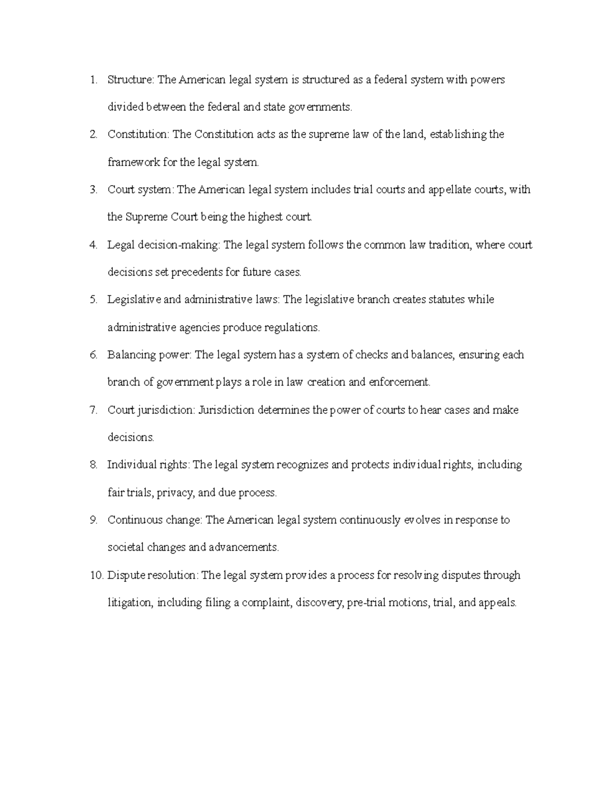 Introduction To The American Legal System Notes Part 3 - Structure: The ...