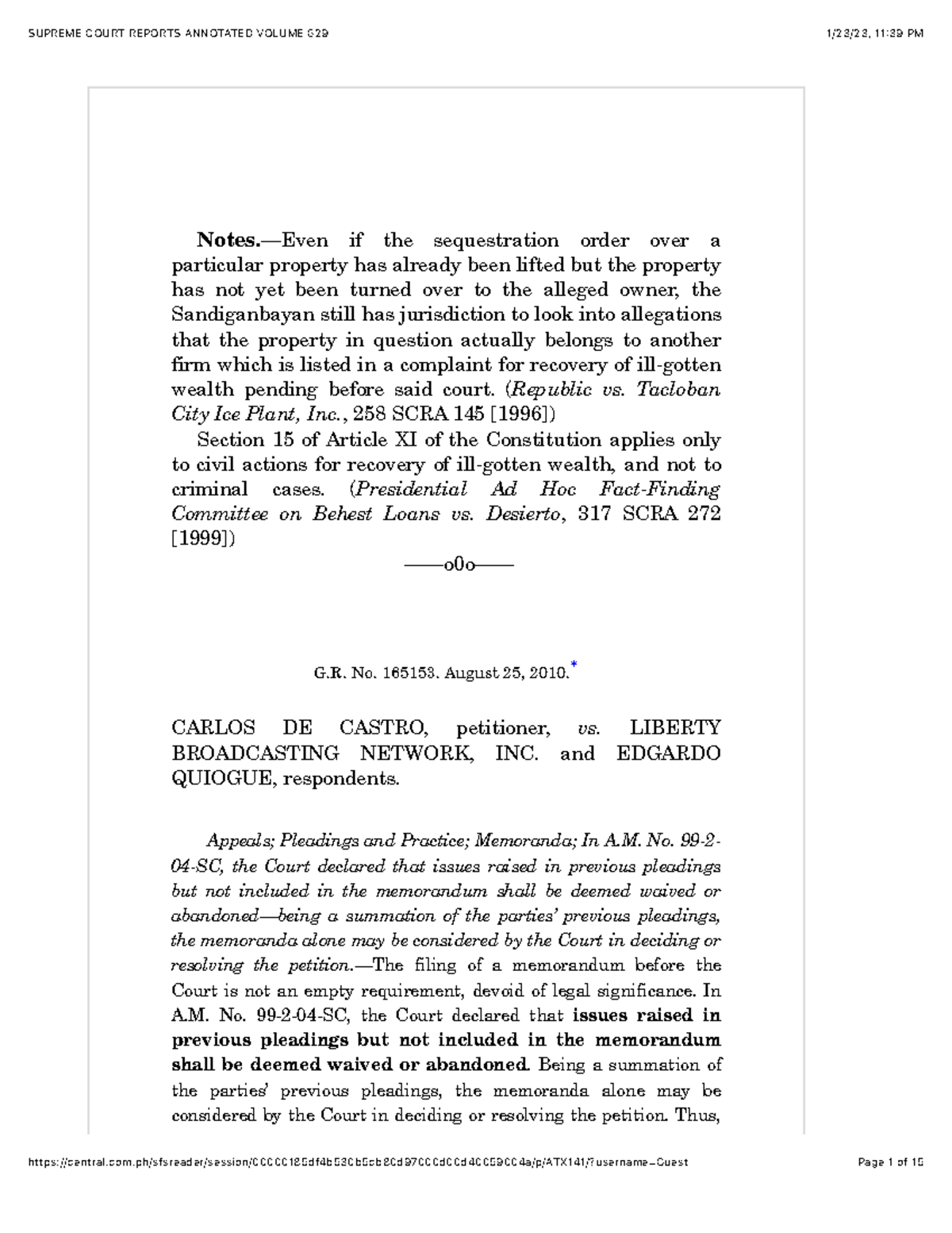 5. De Castro v. Liberty Broadcasting Network, G.R. No. 165153, August ...