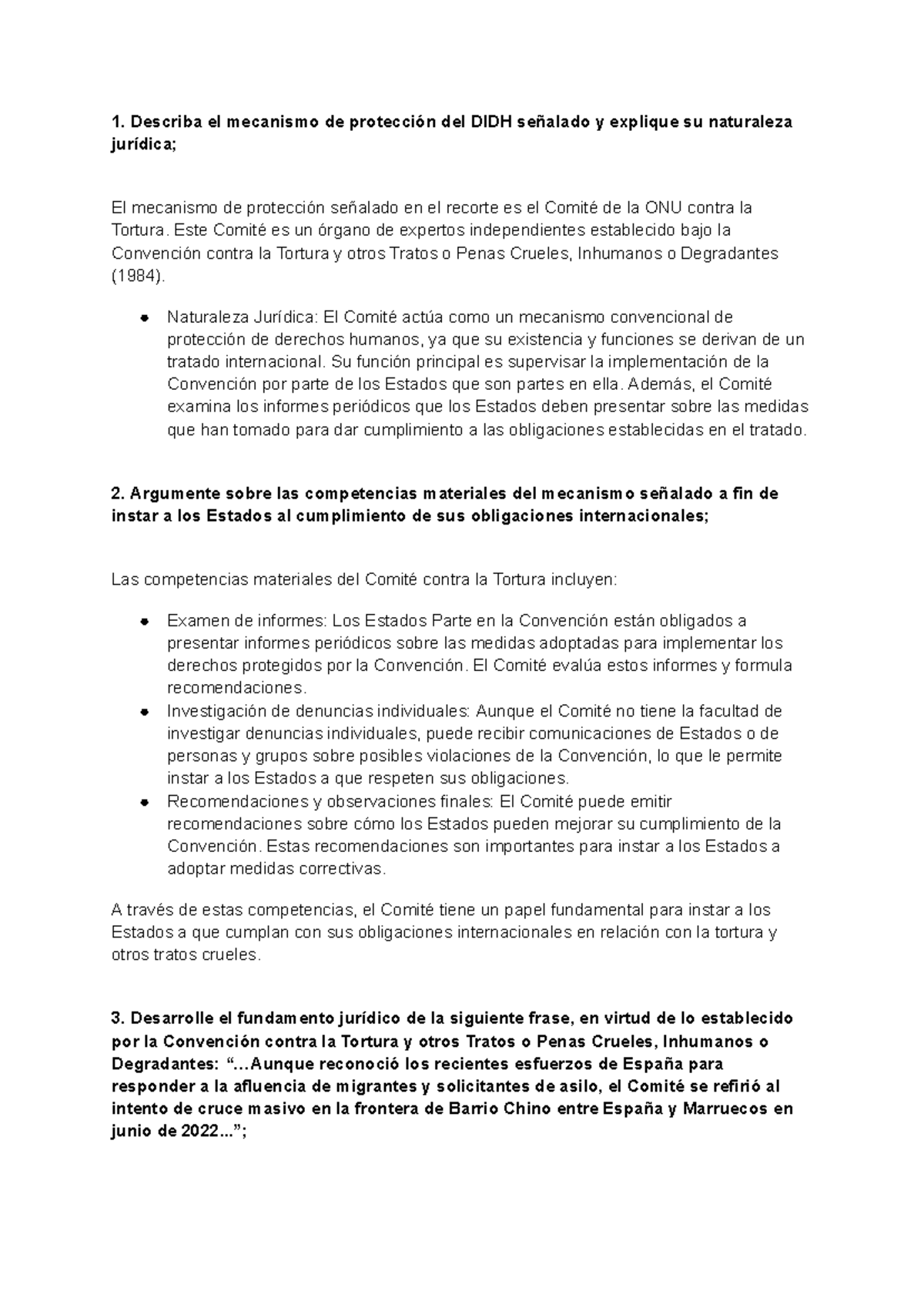 TP Clase 9 - Describa el mecanismo de protección del DIDH señalado y ...