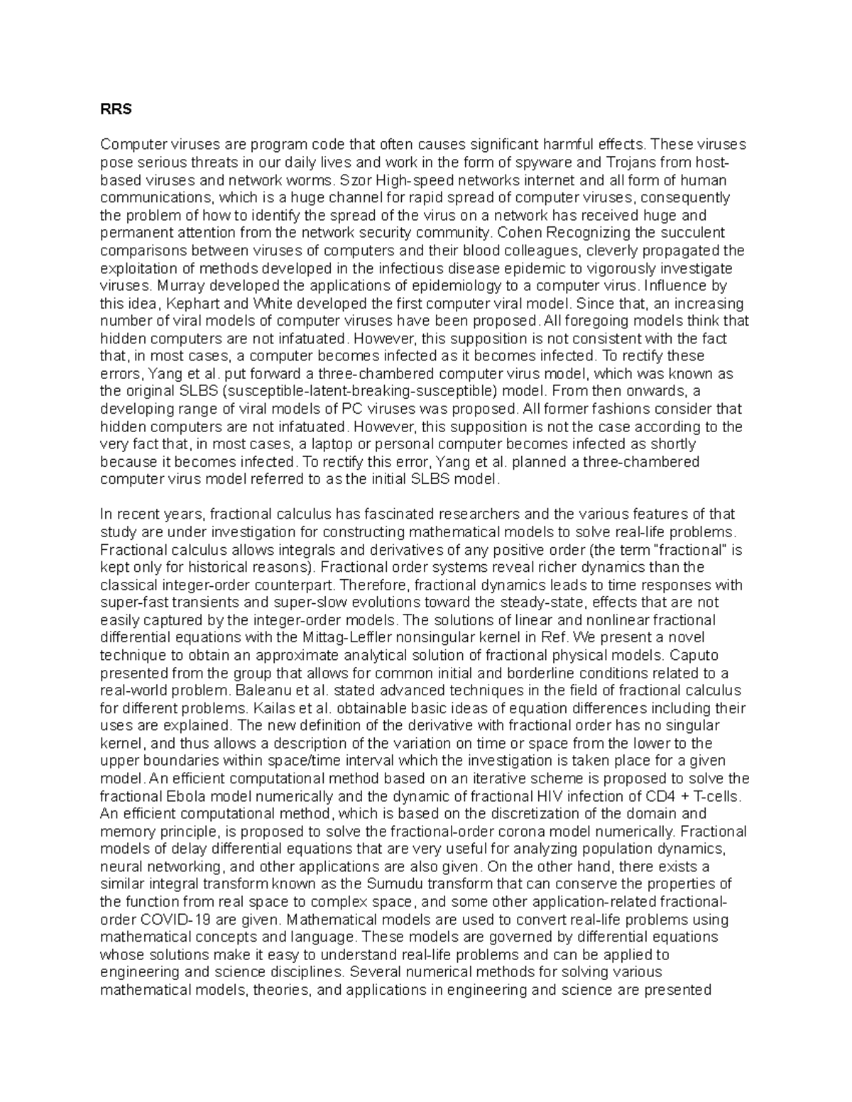 RRS - rrs - RRS Computer viruses are program code that often causes ...