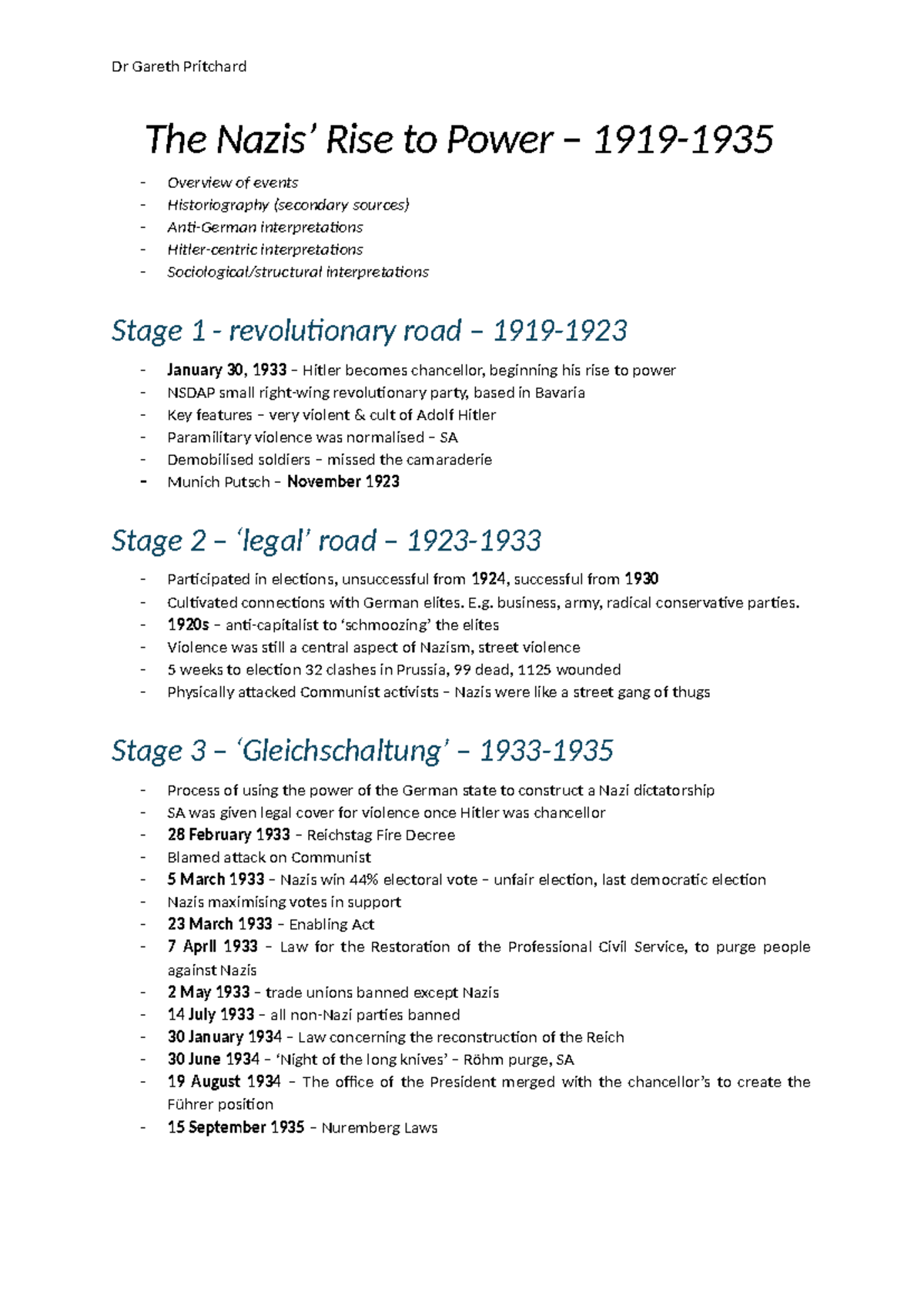 The Nazis’ Rise to Power 1919-1935 - The Nazis’ Rise to Power – 1919 ...