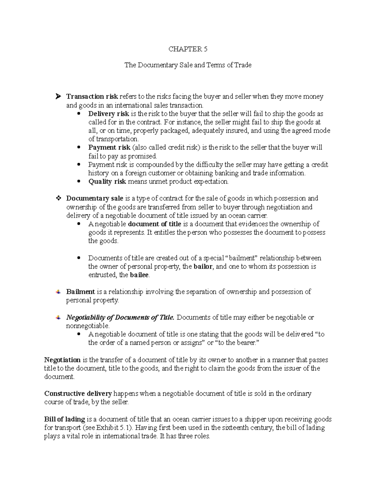 Chapter 5-The Documentary Sale and Terms of Trade - CHAPTER 5 The ...