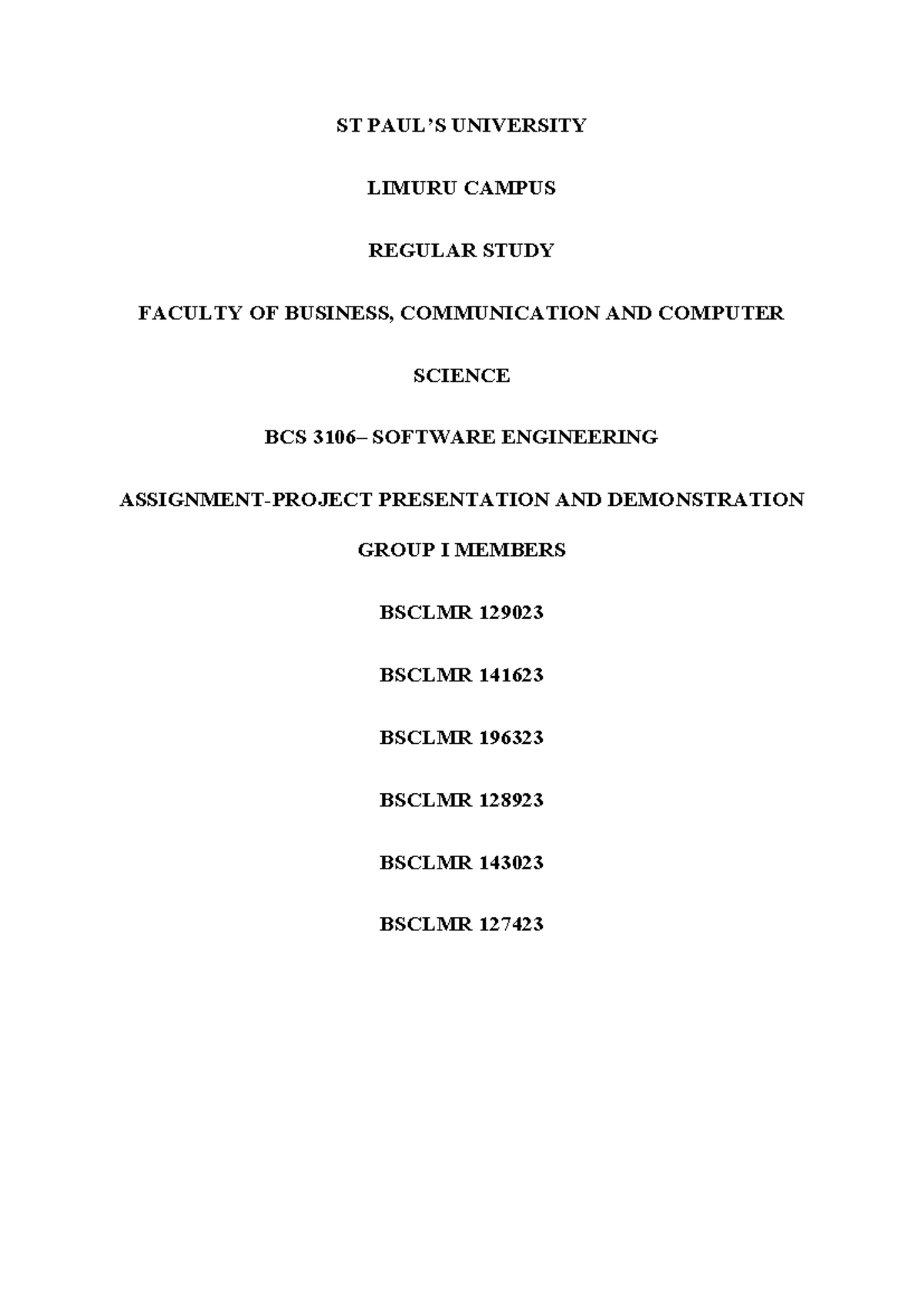 Software Architechture & Design - ST PAUL’S UNIVERSITY LIMURU CAMPUS ...