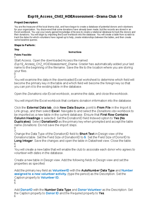 EX19 AC CH01 Grader HOE AS Instructions - Exp19_Access_Ch01_HOEAssessment - Crowdfunding 1 ...