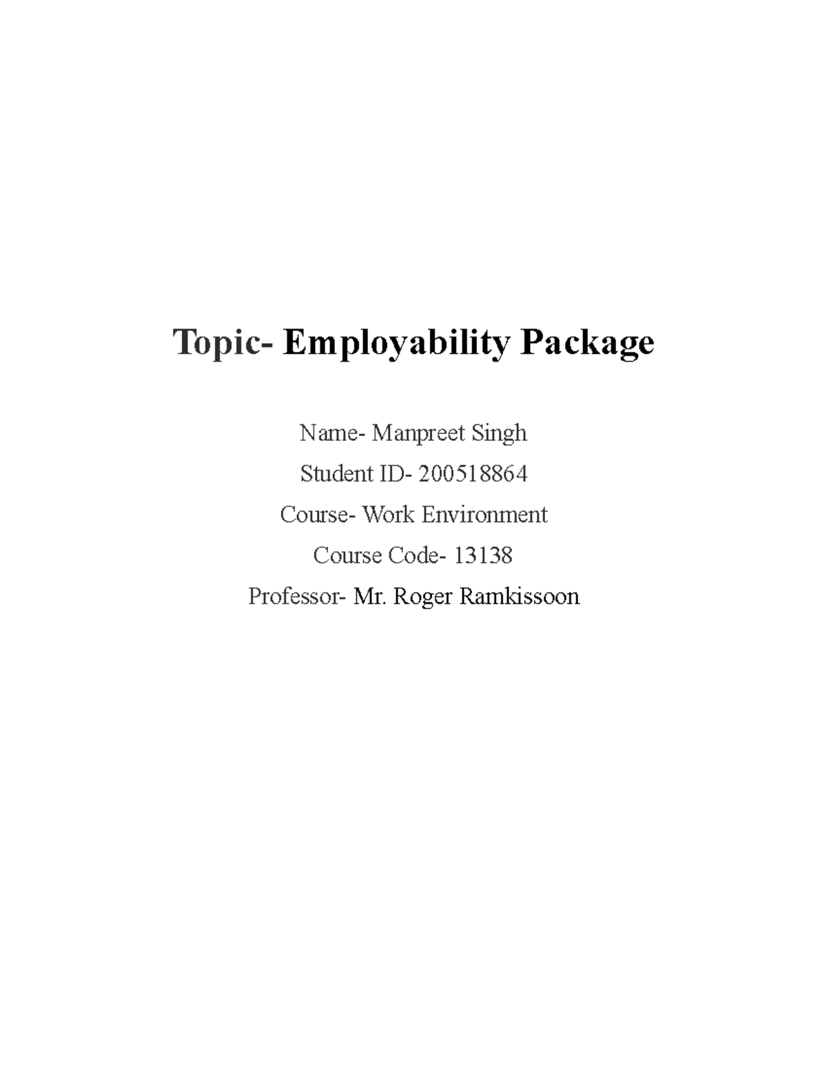Communication job letter - Topic- Employability Package Name- Manpreet ...