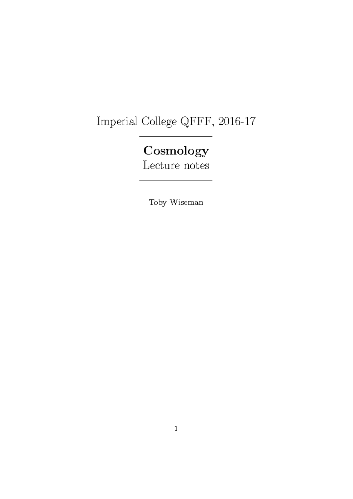 Chapter 1FRW - FRW Notes - Imperial College QFFF, 2016 ...