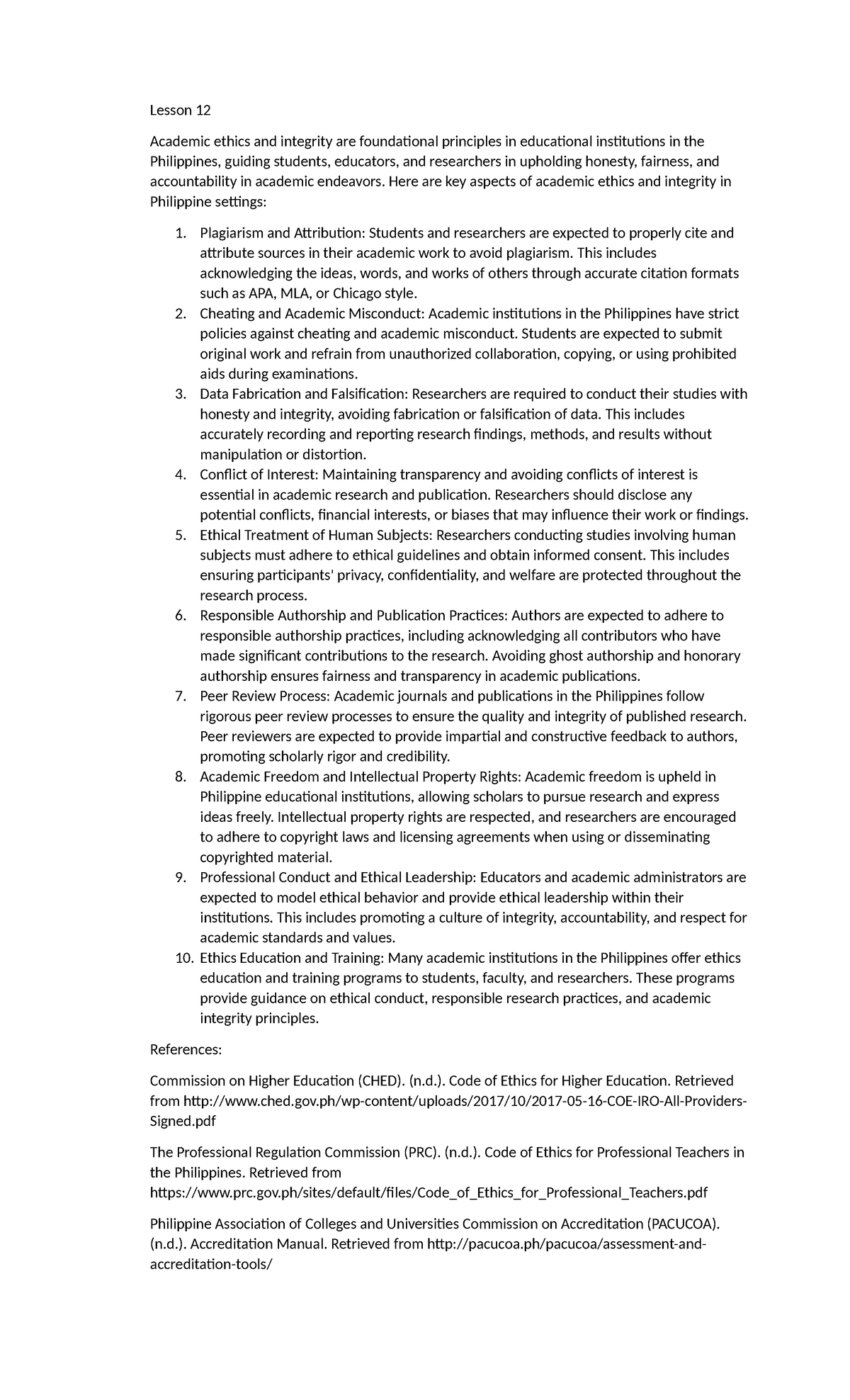 CRIM 4 Lessons - CRIM 4 - Lesson 12 Academic ethics and integrity are foundational principles in ...