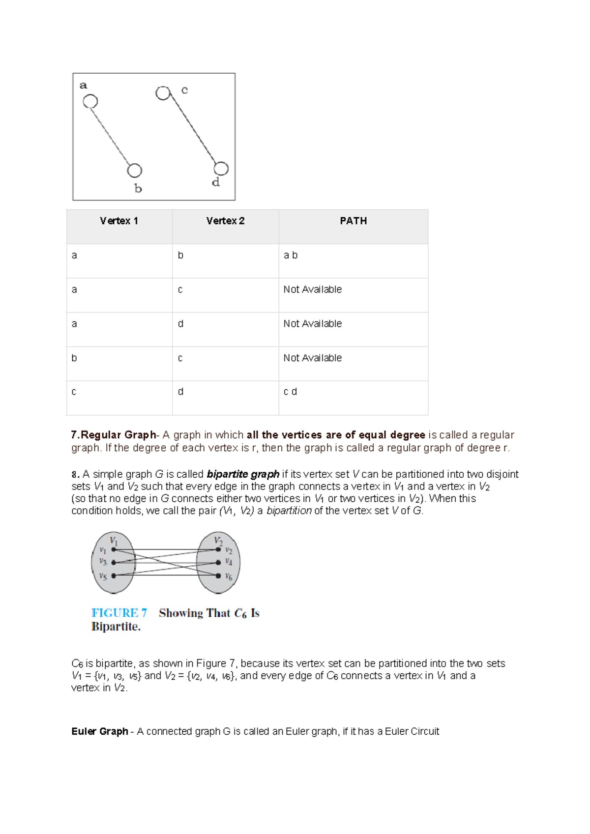 Graph and Tree-7-12 - Vertex 1 Vertex 2 PATH a b a b a c Not Available ...