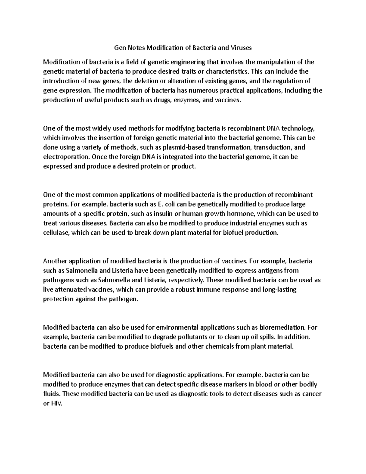 Gen Notes Modification of Bacteria and Viruses - Gen Notes Modification ...