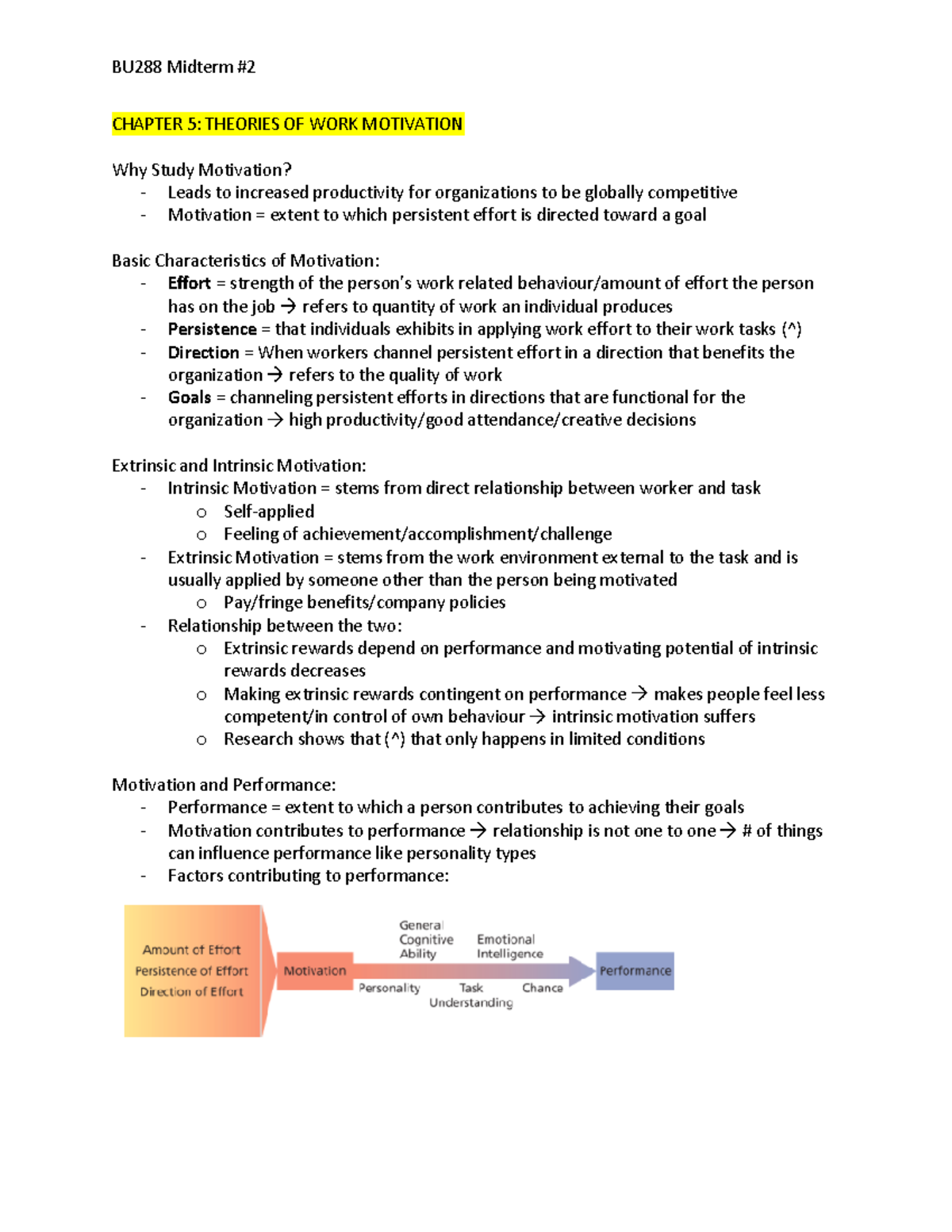 BU288 Lecture notes M2 - CHAPTER 5: THEORIES OF WORK MOTIVATION Why ...