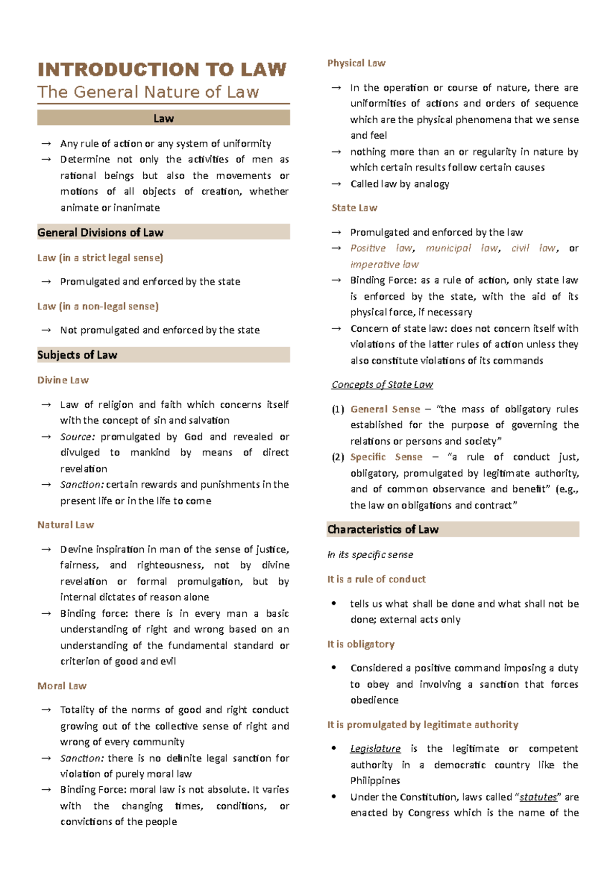 The Law on Obligations and Contracts - INTRODUCTION TO LAW The General ...