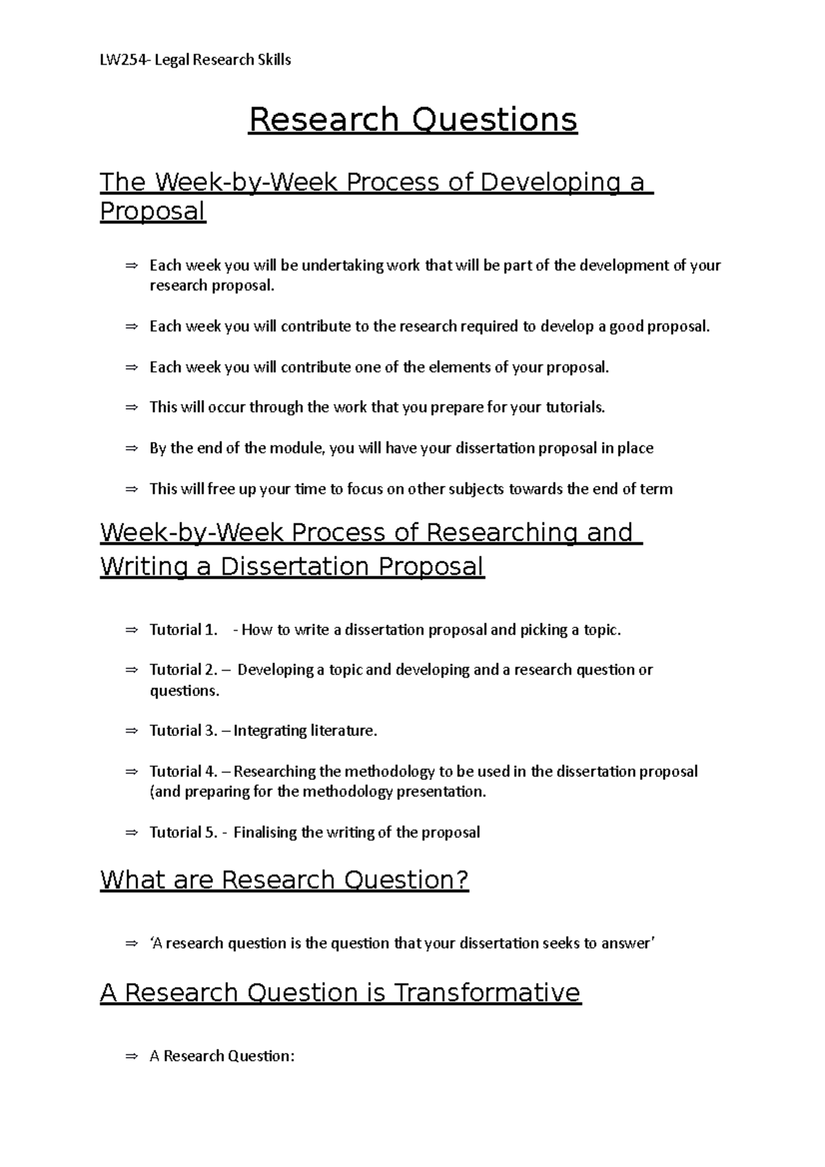 Research Questions - lecture notes - Research Questions The Week-by ...