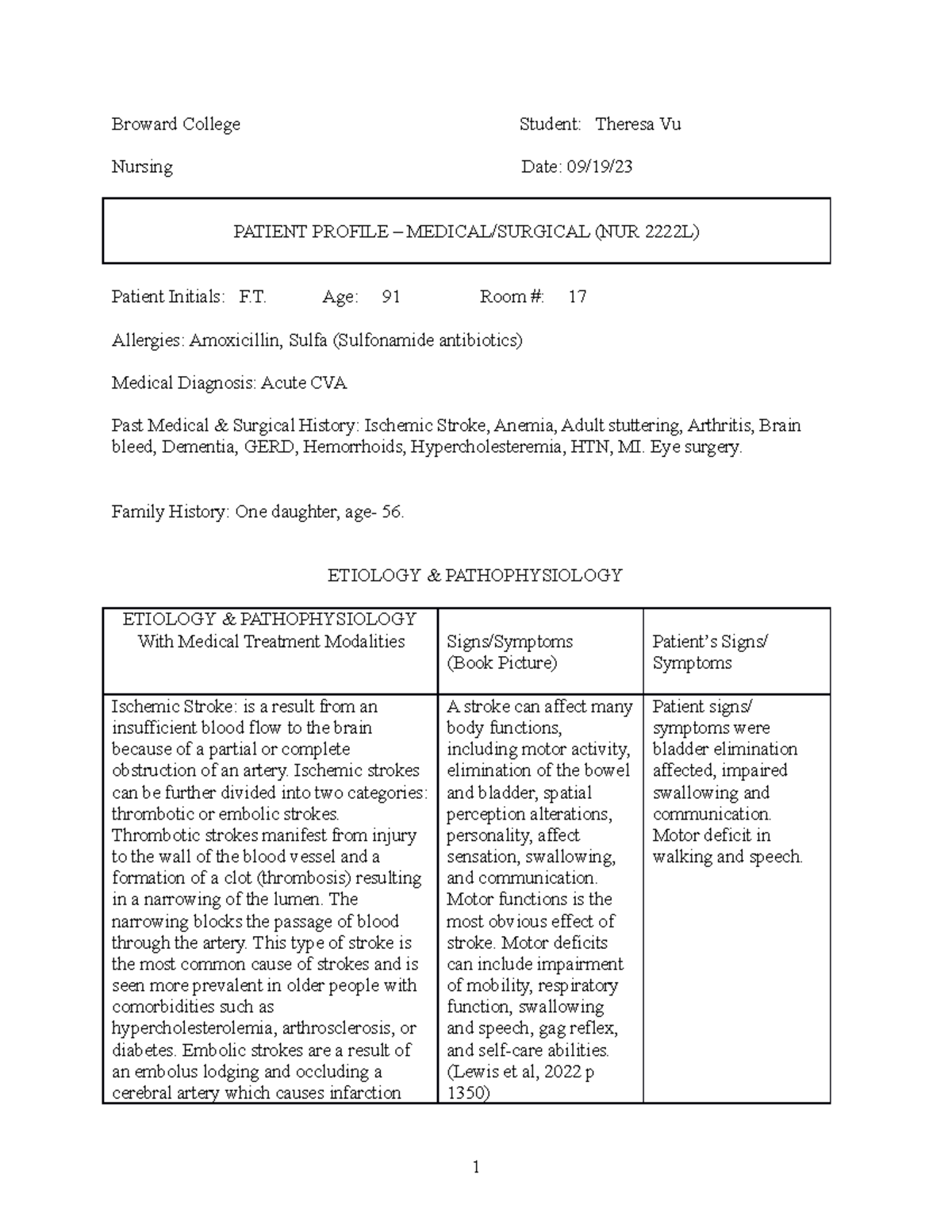 Cardio Respiratory Patient Profile (Old) - Broward College Student ...