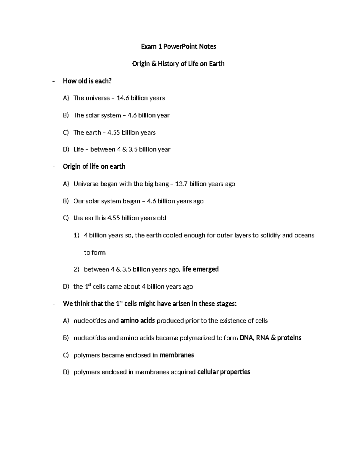 Exam 1 PowerPoint Notes - Exam 1 PowerPoint Notes Origin & History of ...