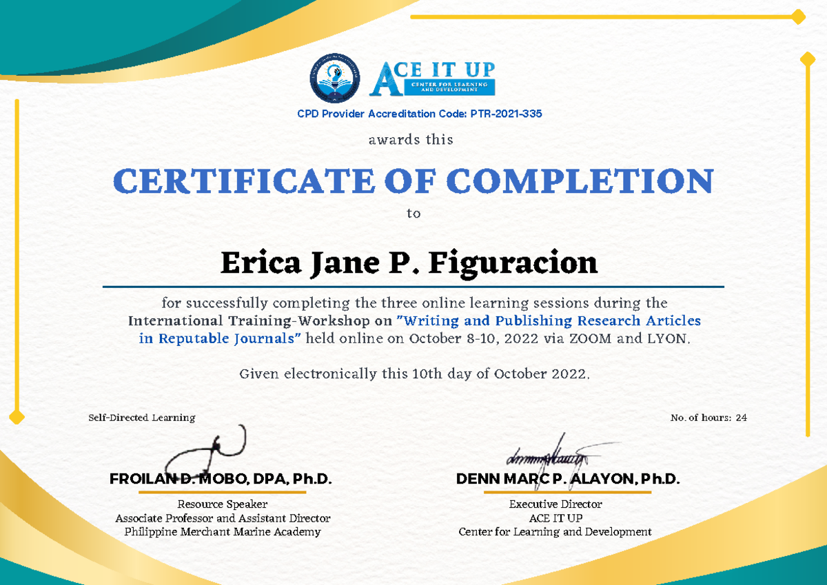 Certificates - Writing and Publishing Research Articles in Reputable ...