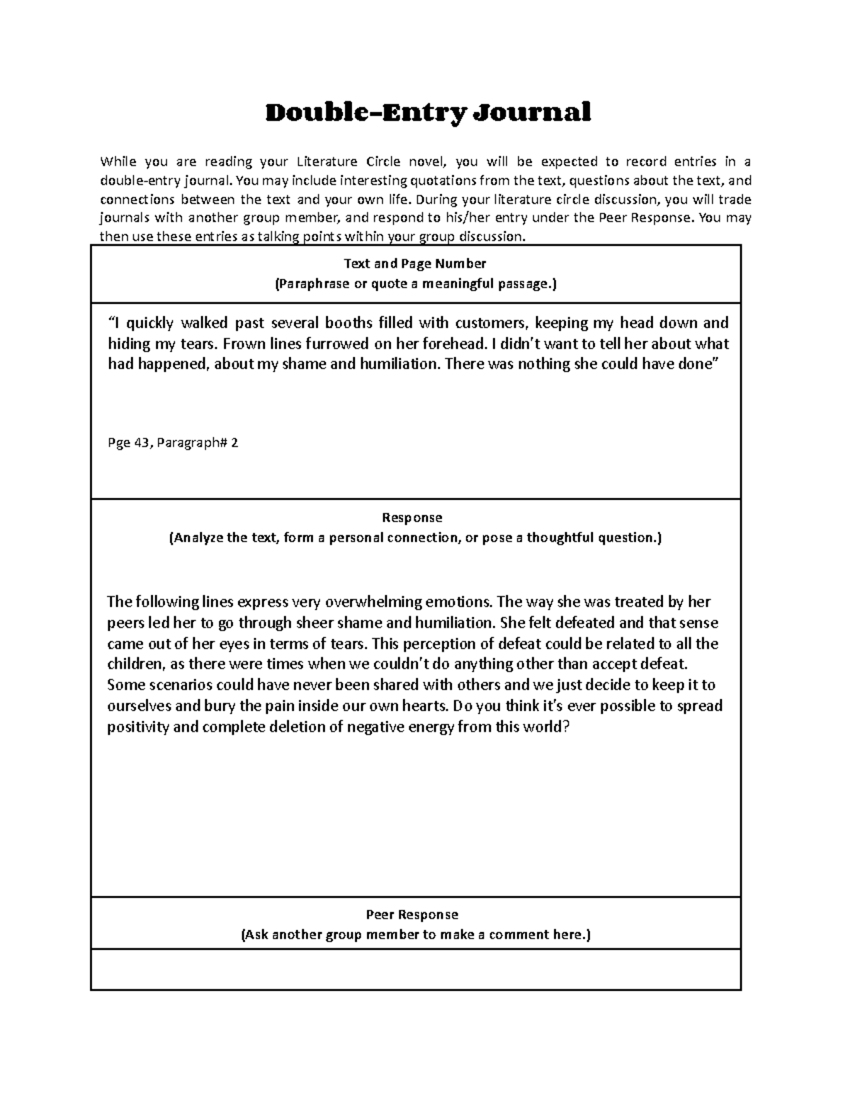 Double-Entry Journal - 2 - Double-Entry Journal While you are reading ...